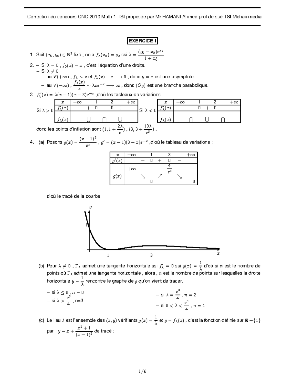 CNC 2010 TSI maths 1 corrige - Correction du concours CNC 2010 Math 1 ...