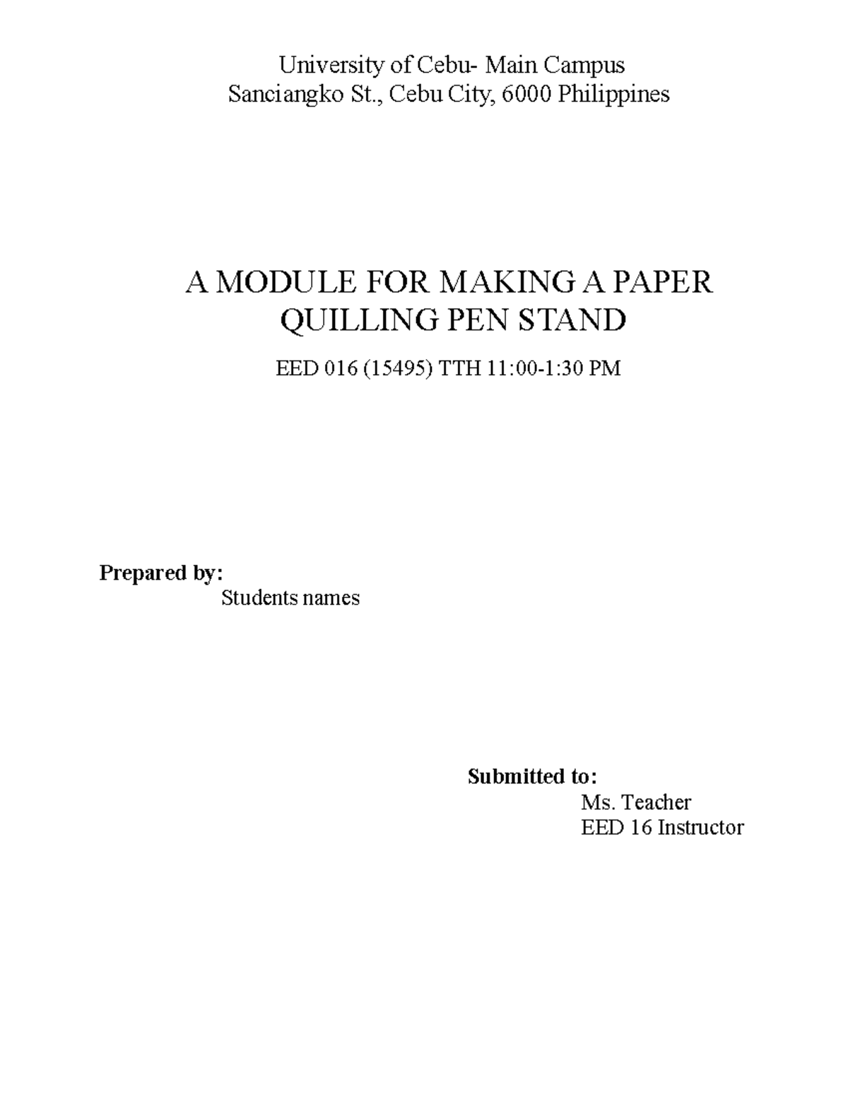 TLE Module Example - University of Cebu- Main Campus Sanciangko St ...