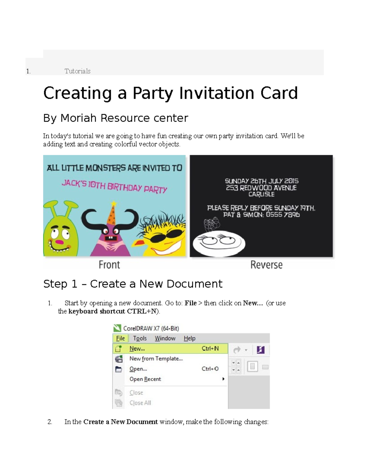 Invitation card tutorial - Tutorials Creating a Party Invitation Card ...