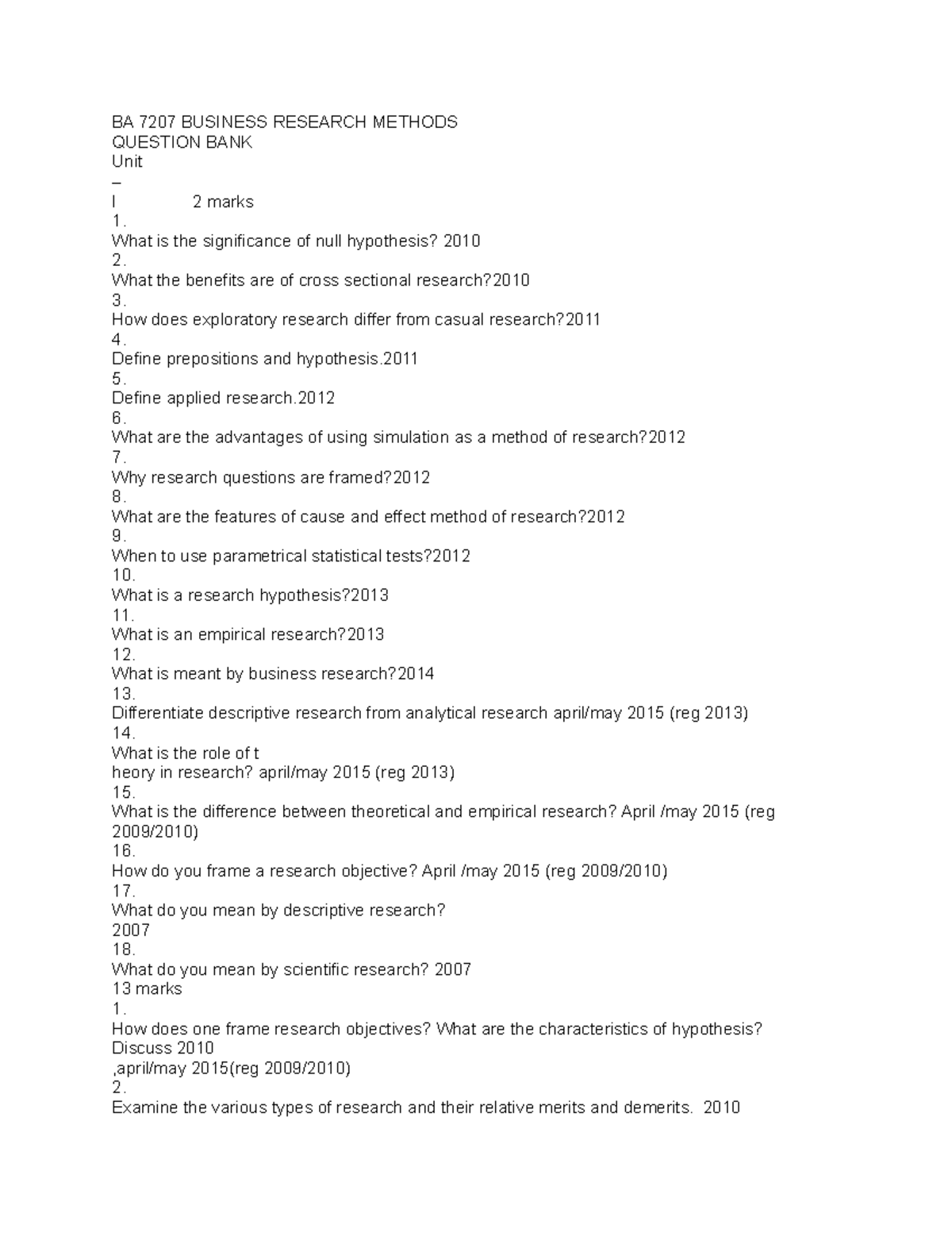 BA 7207 Business Research Methods - BA 7207 BUSINESS RESEARCH METHODS ...