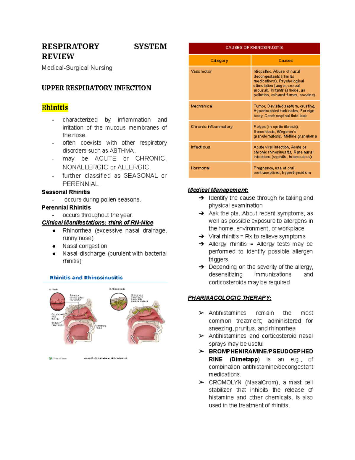 Respiratory System Review - RESPIRATORY SYSTEM REVIEW Medical-Surgical ...
