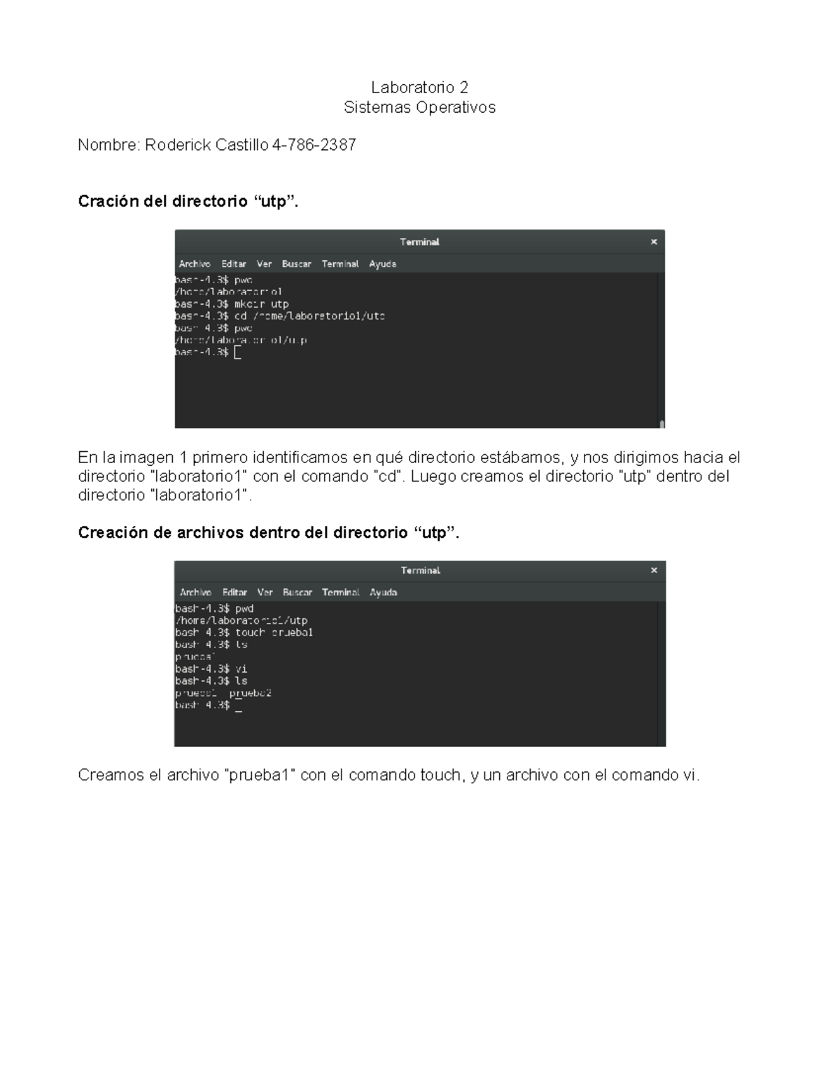 Lab2 - Sistemas operativos - Laboratorio 2 Sistemas Operativos Nombre ...
