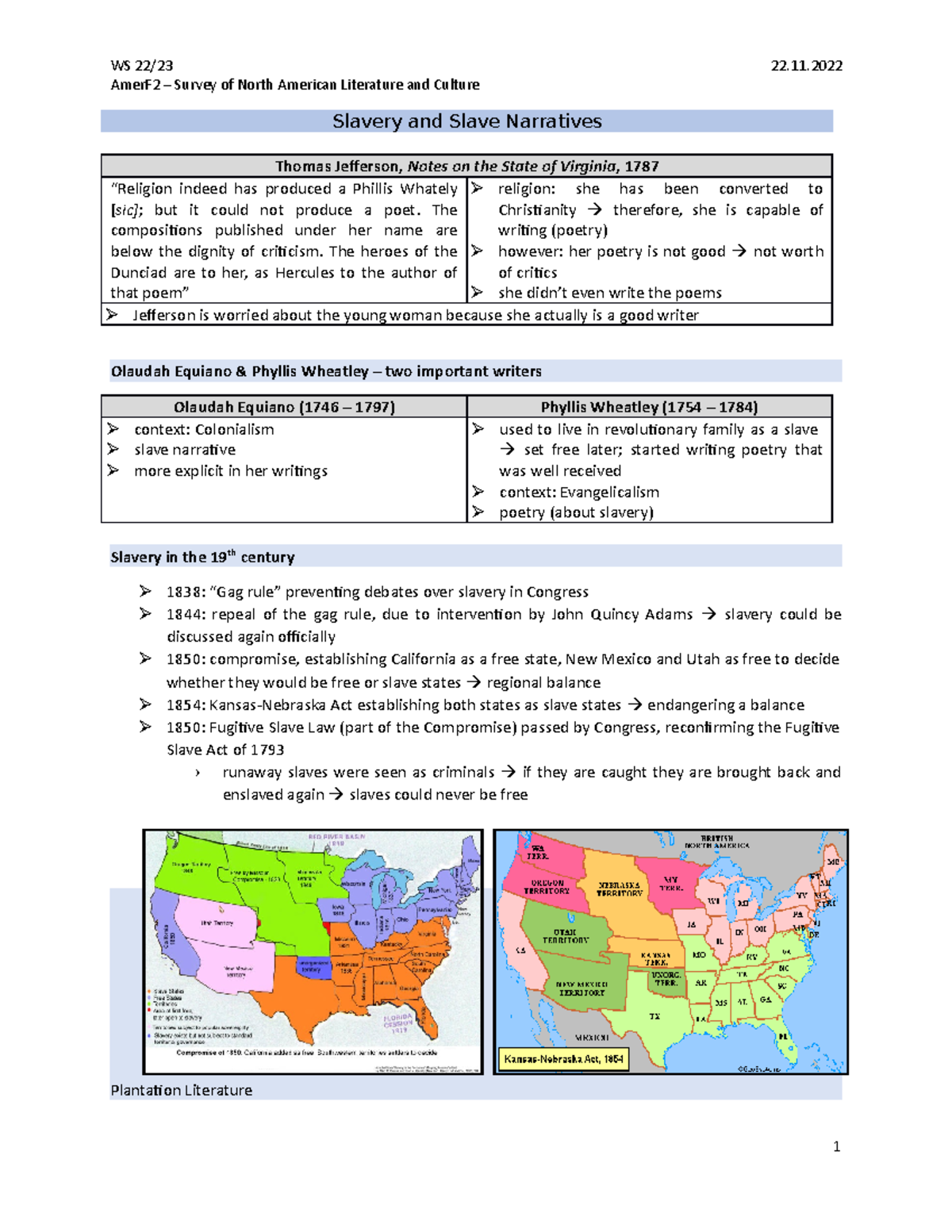 Amer F2 - (6) Slavery and Slave Narratives - AmerF2 – Survey of North ...
