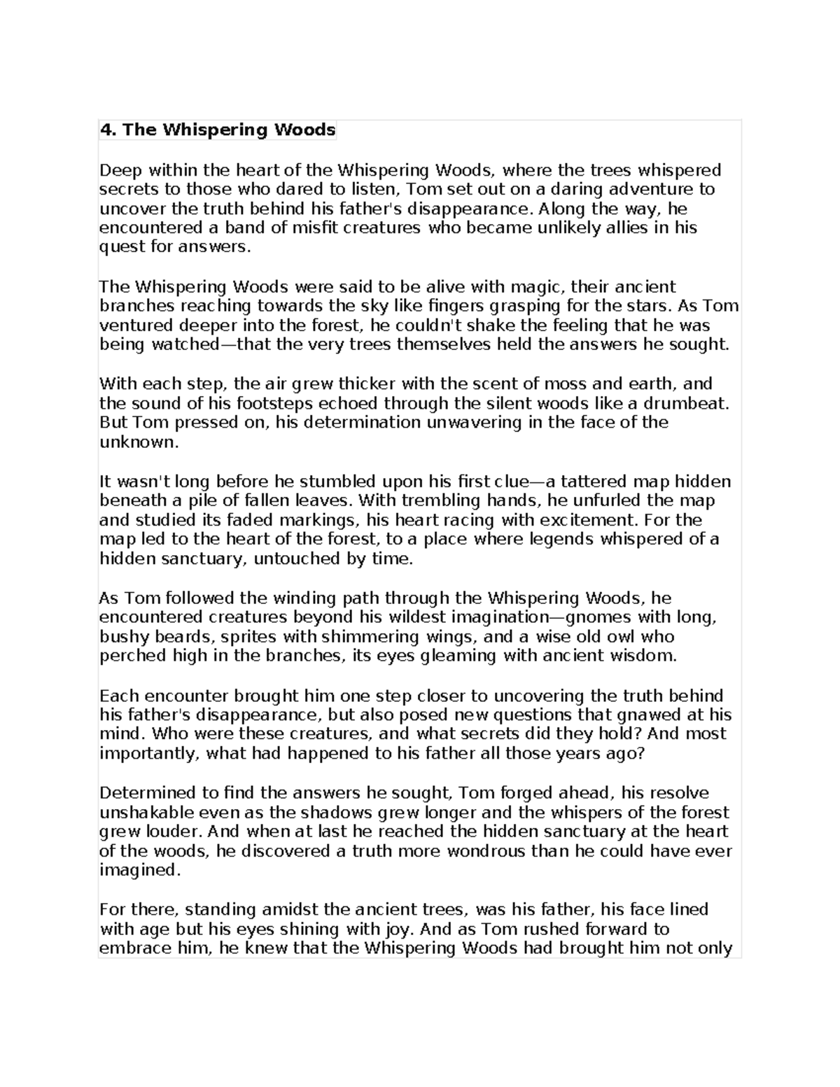 4 - notes - The Whispering Woods Deep within the heart of the ...