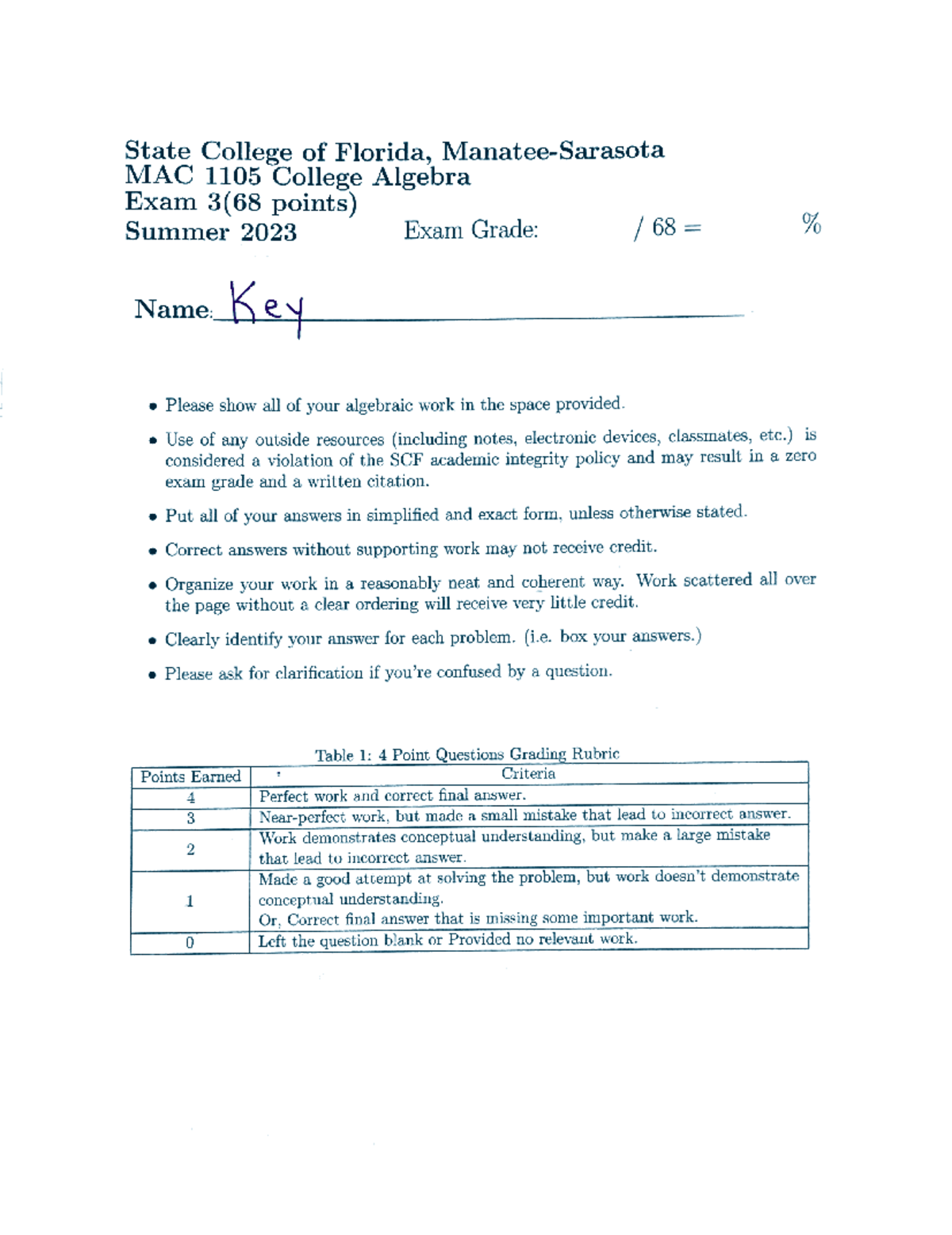 Exam 3 solutions - exam - MAC 2312 - Studocu