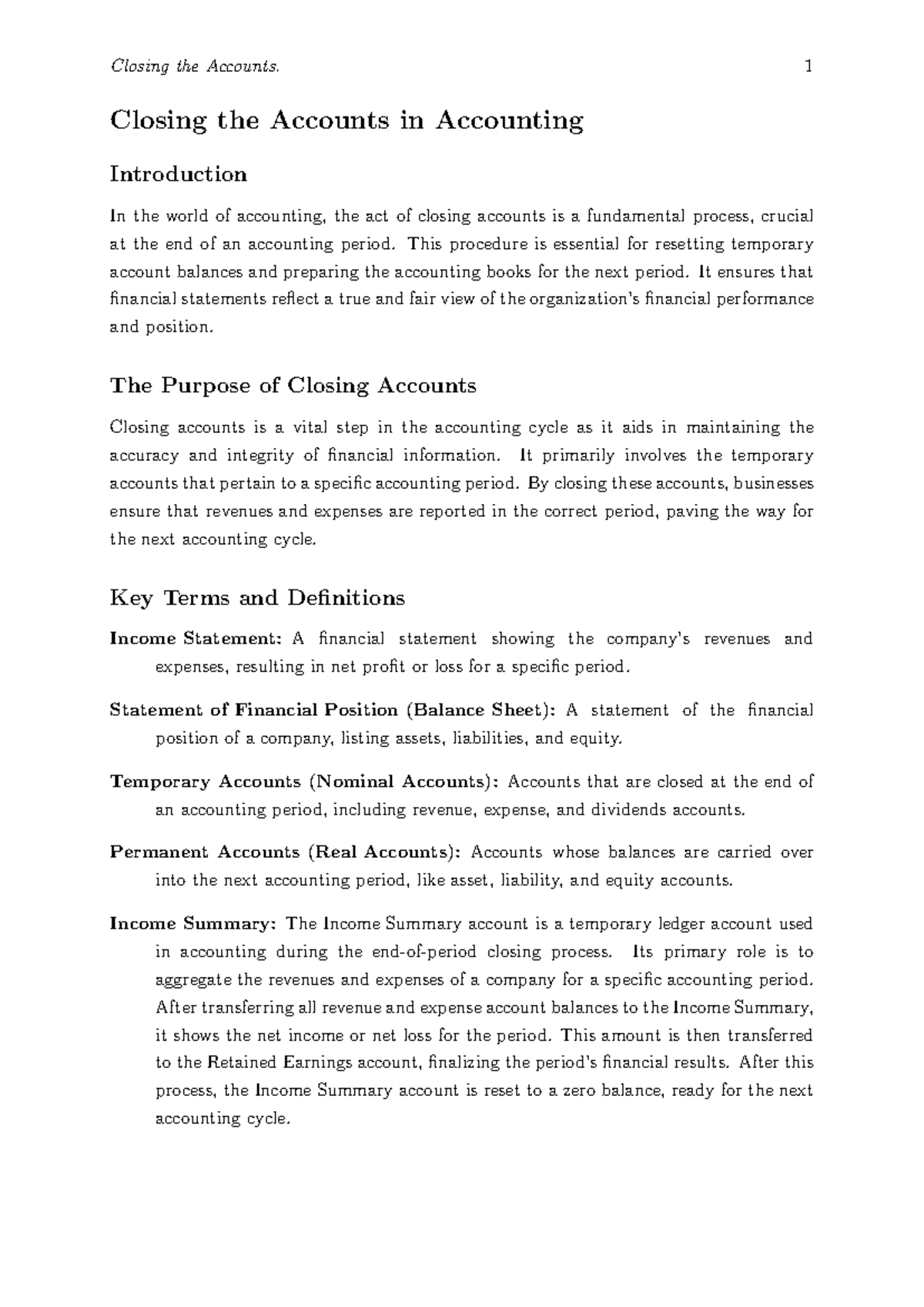 Closing entries summraies - Closing the Accounts in Accounting ...