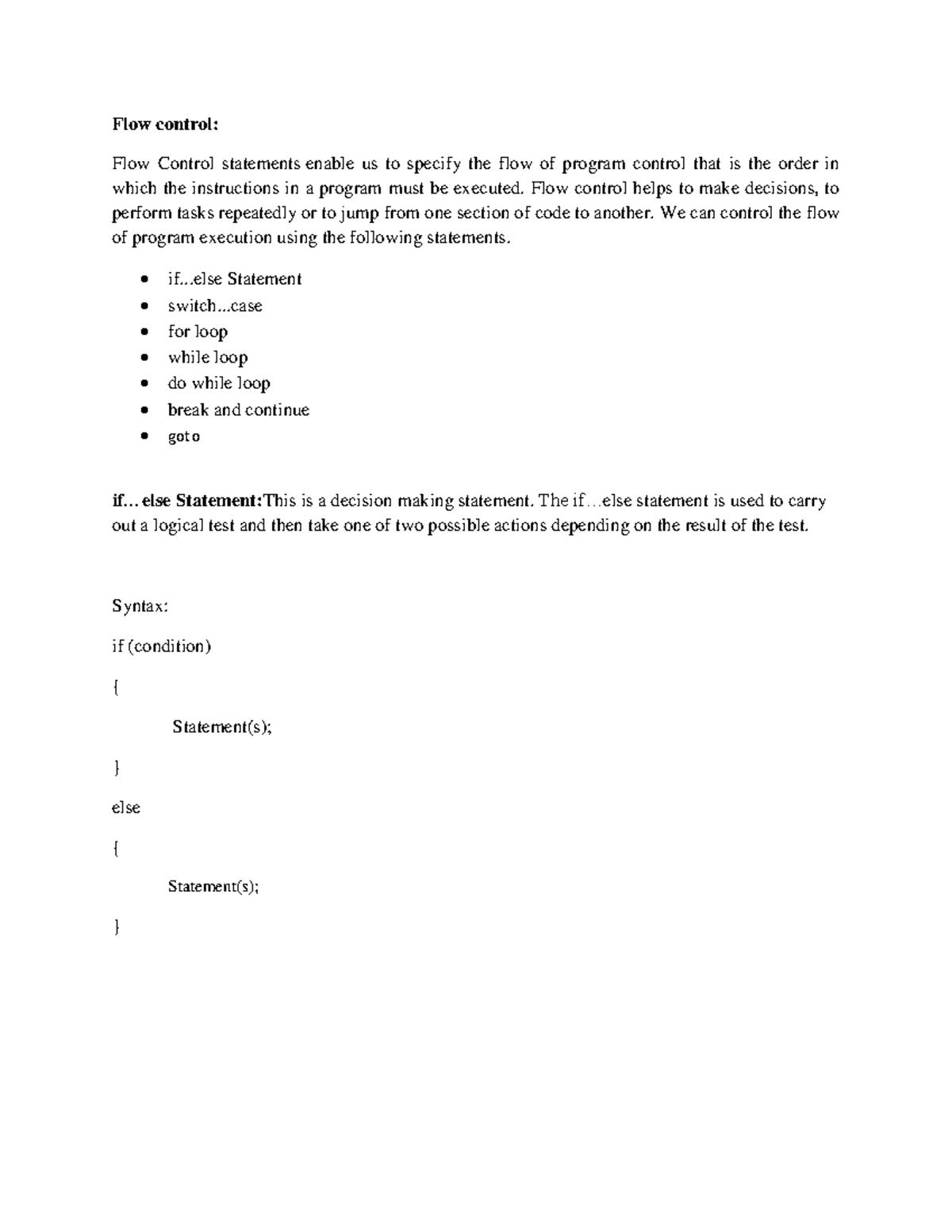 Conditional Statements and Loops - Flow control: Flow Control ...