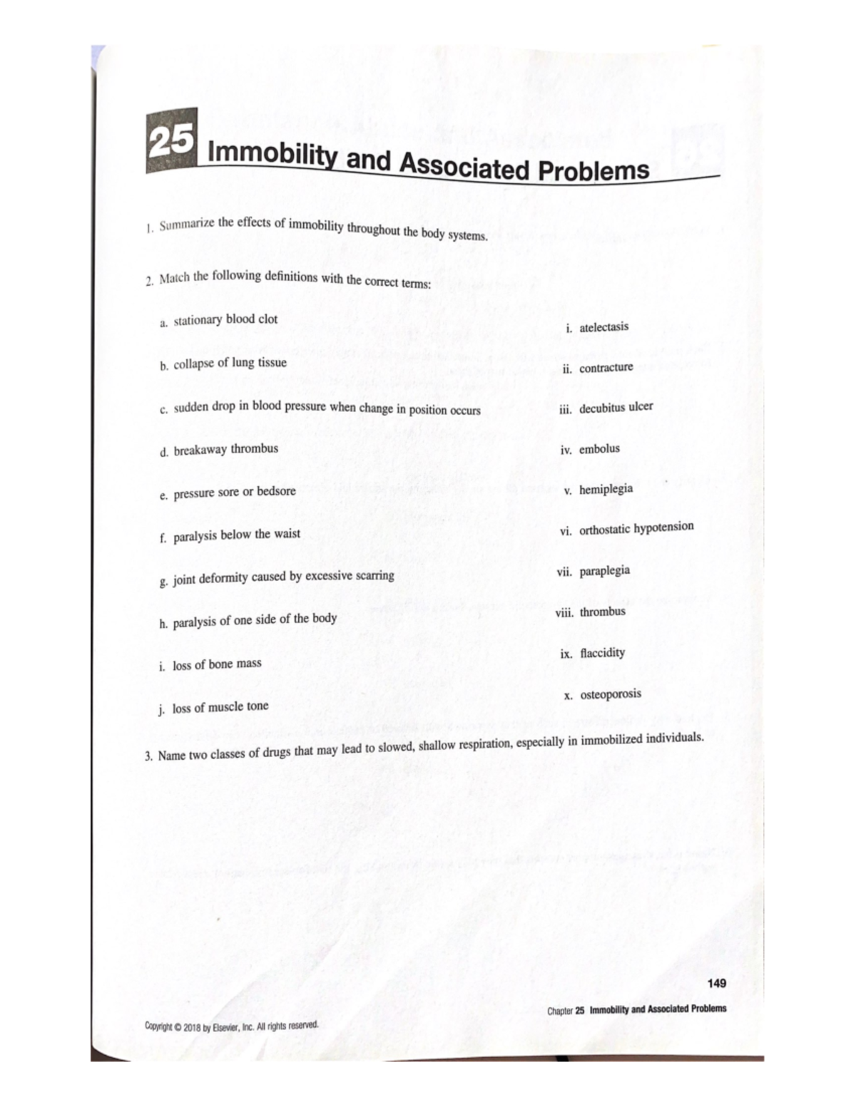25 Immobility and Associated Problems questions - NURS1420P - Studocu