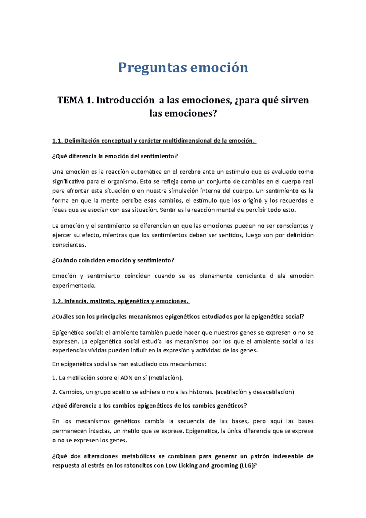 Preguntas emoción Tema 1 - Preguntas emoción TEMA 1. Introducción a las ...