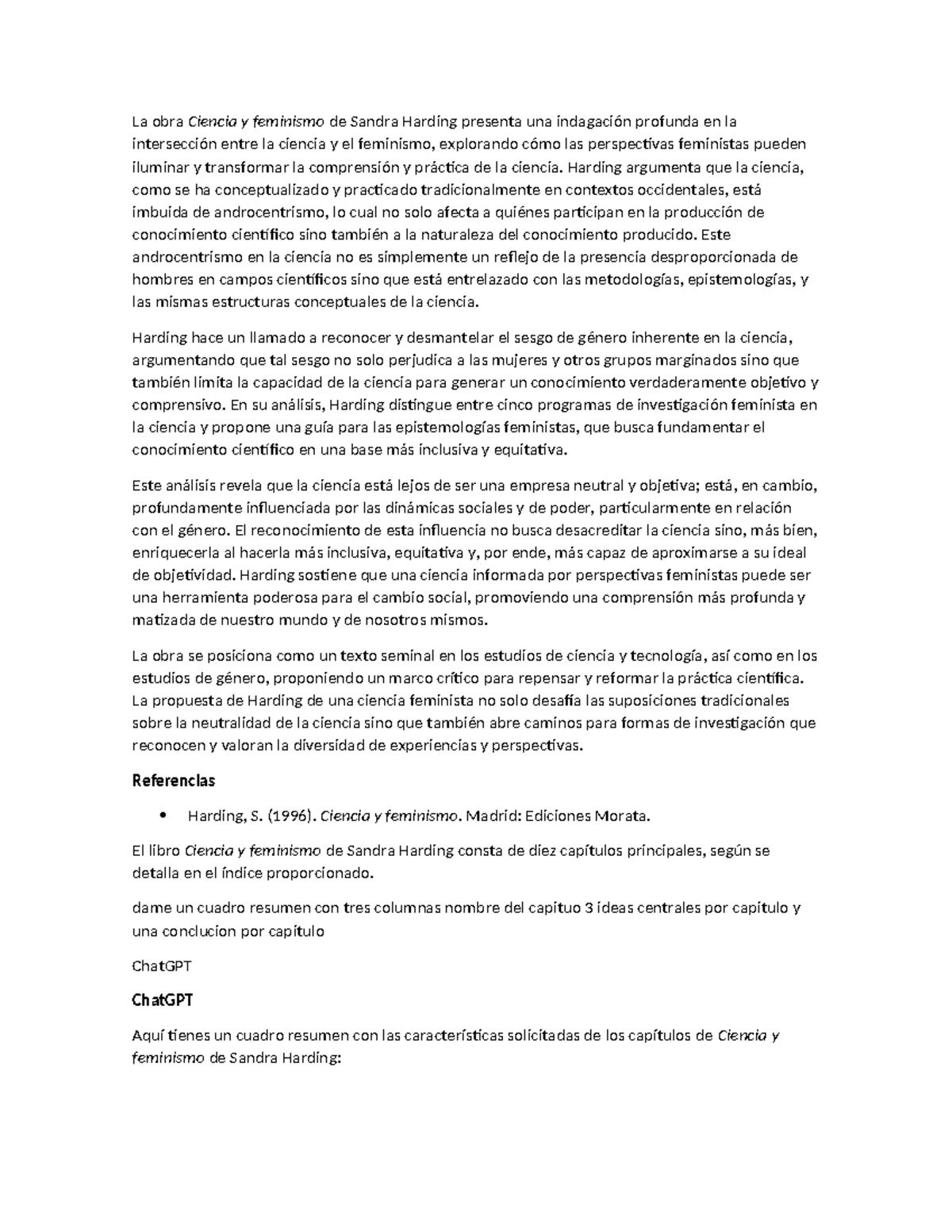 La obra Ciencia y feminismo de Sandra Harding - Harding argumenta que ...