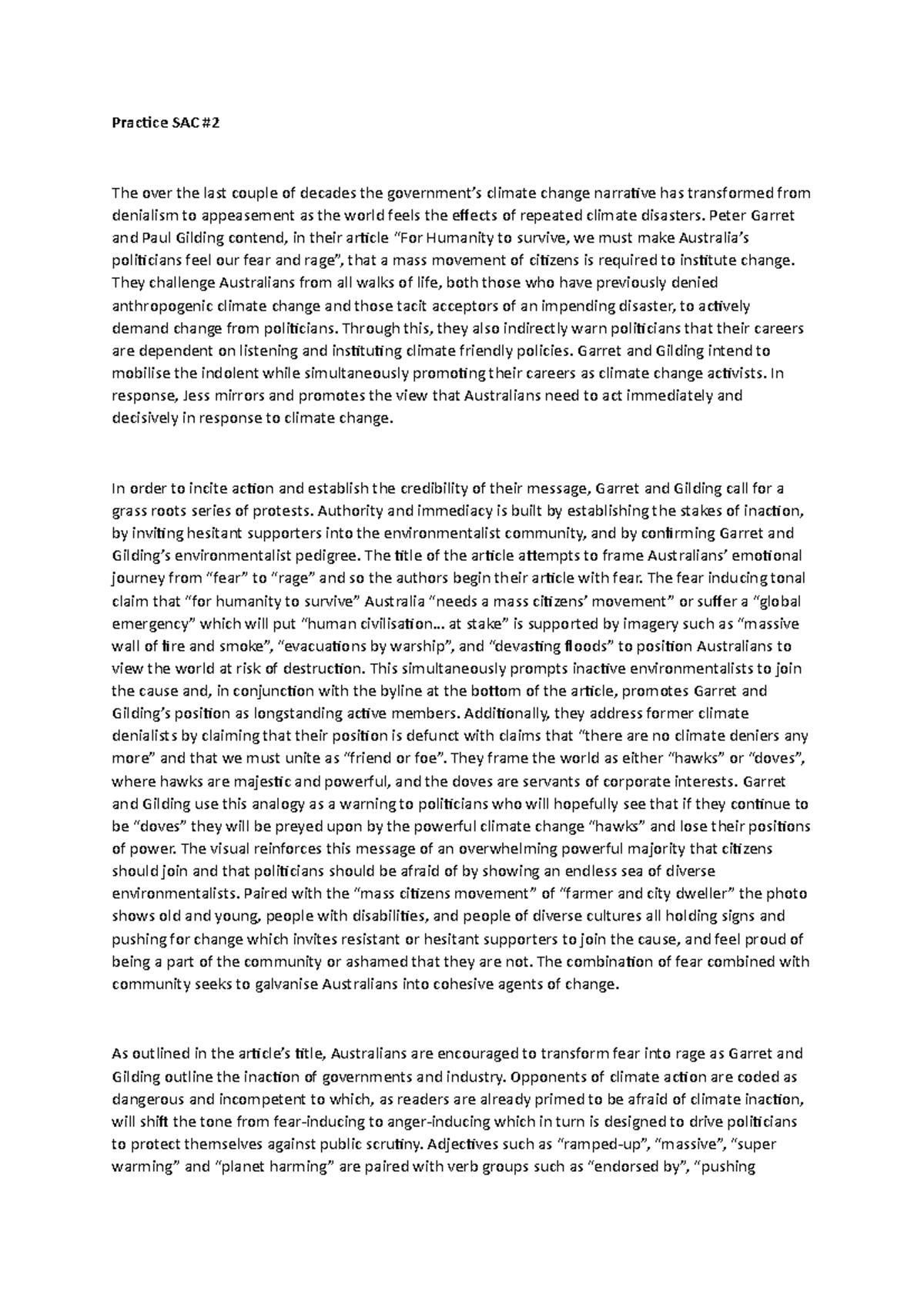 2022 DWI Sample - Garrett and Gilding - Practice SAC # The over the ...