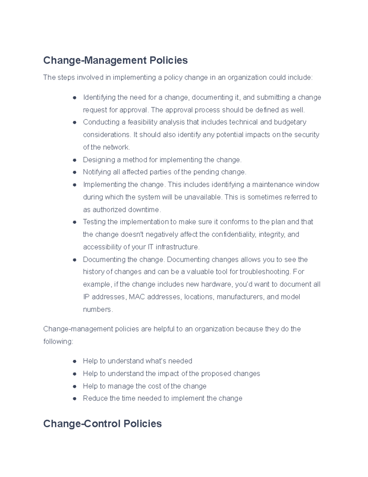 13.1.8 Credential and Organizational Policies Facts - Change-Management ...