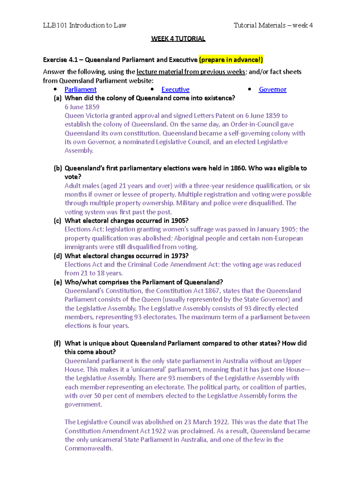WEEK 4 Tutorial - mekldnf,m w. - WEEK 4 TUTORIAL Exercise 4 ...