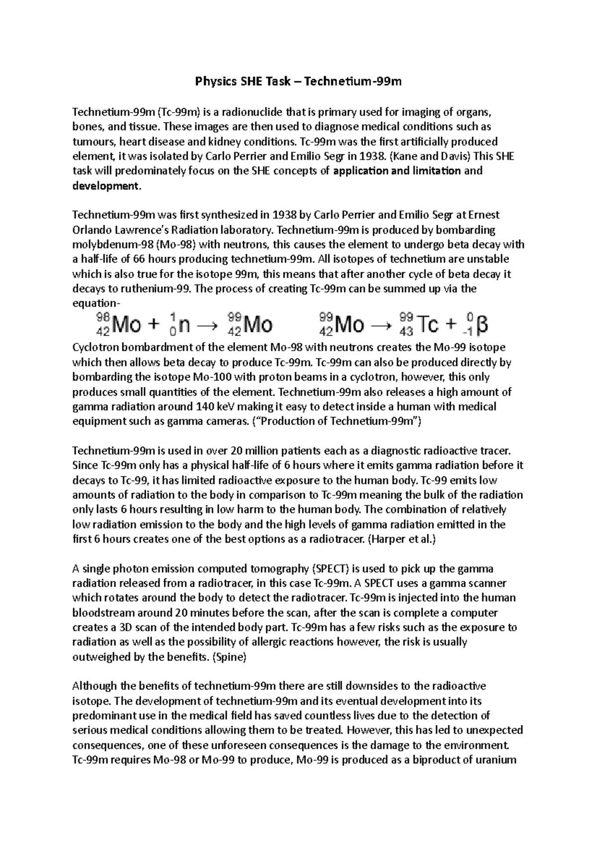 Physics she task - SHE TAKK - Physics SHE Task – Technetium-99m ...