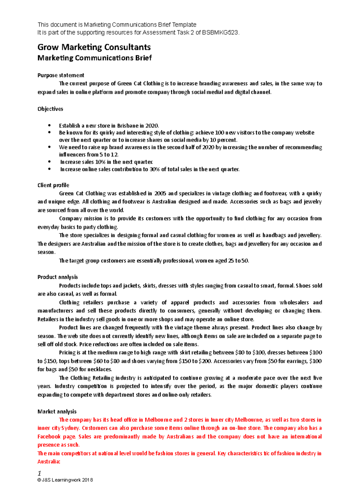 Marketing Communications Brief - Grow Marketing Consultants Marketing ...