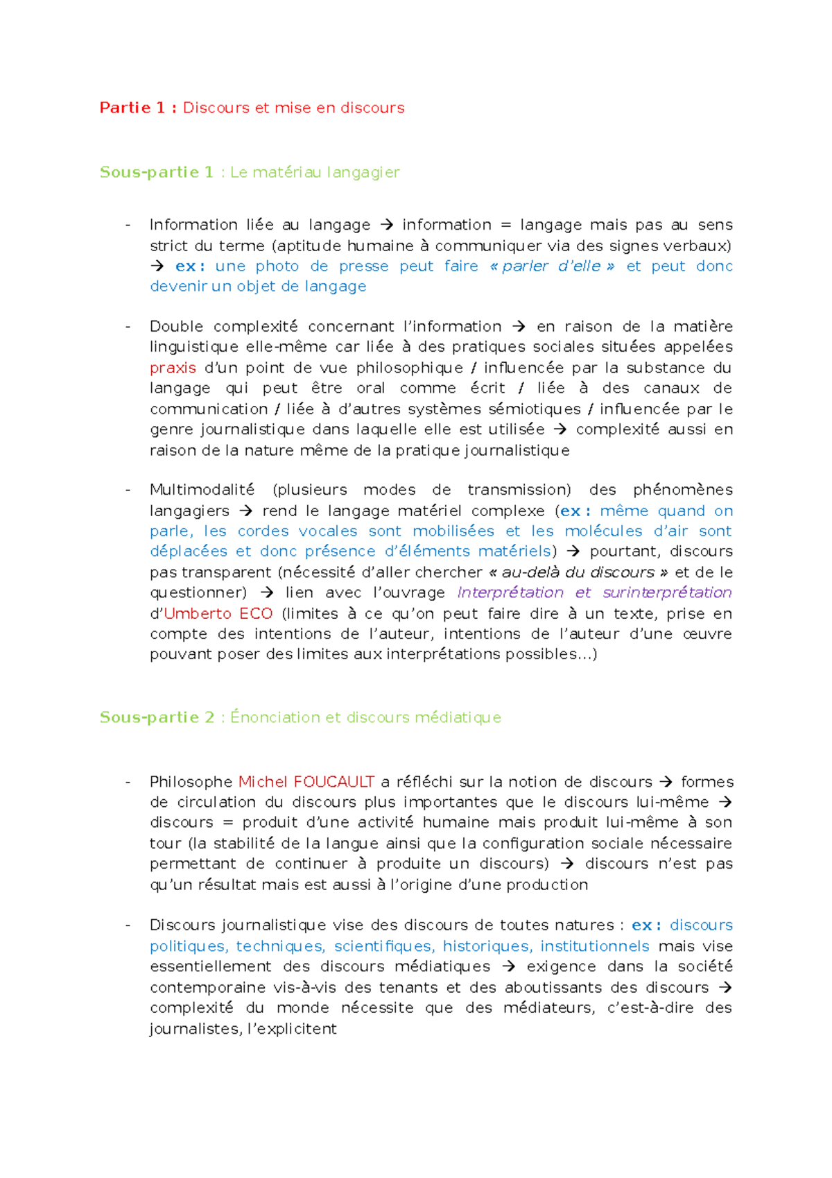 Partie 1 (Discours et mise en discours) - Partie 1 : Discours et mise ...
