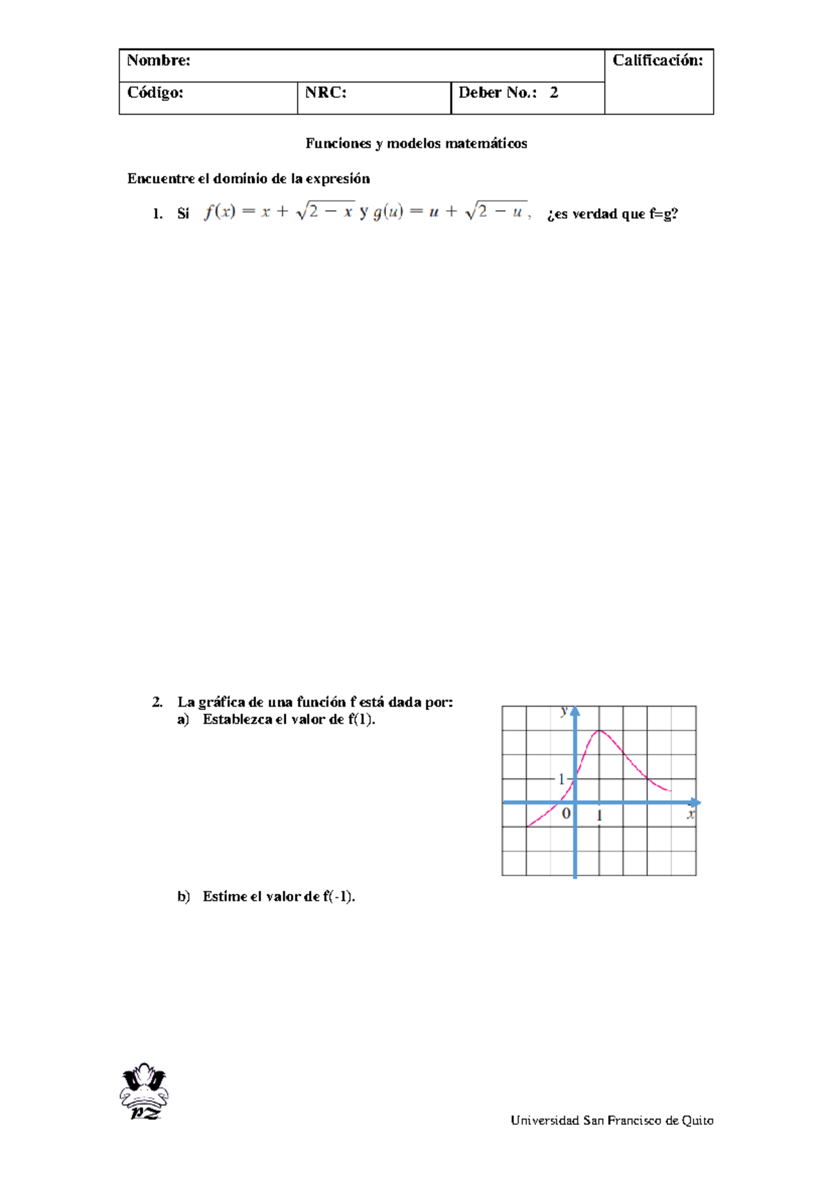 Deber 2 - Ejércitos de practica - Nombre: Calificación: Código: NRC ...