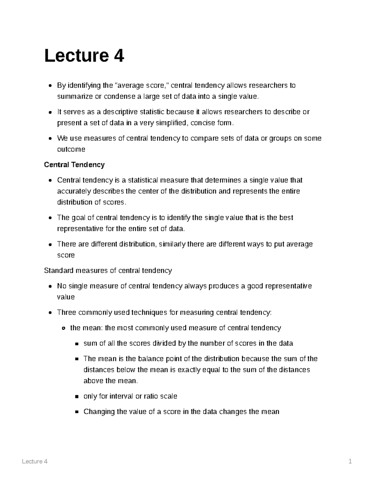 Lecture 4 - Lecture 4 1 Lecture 4 By identifying the "average score ...