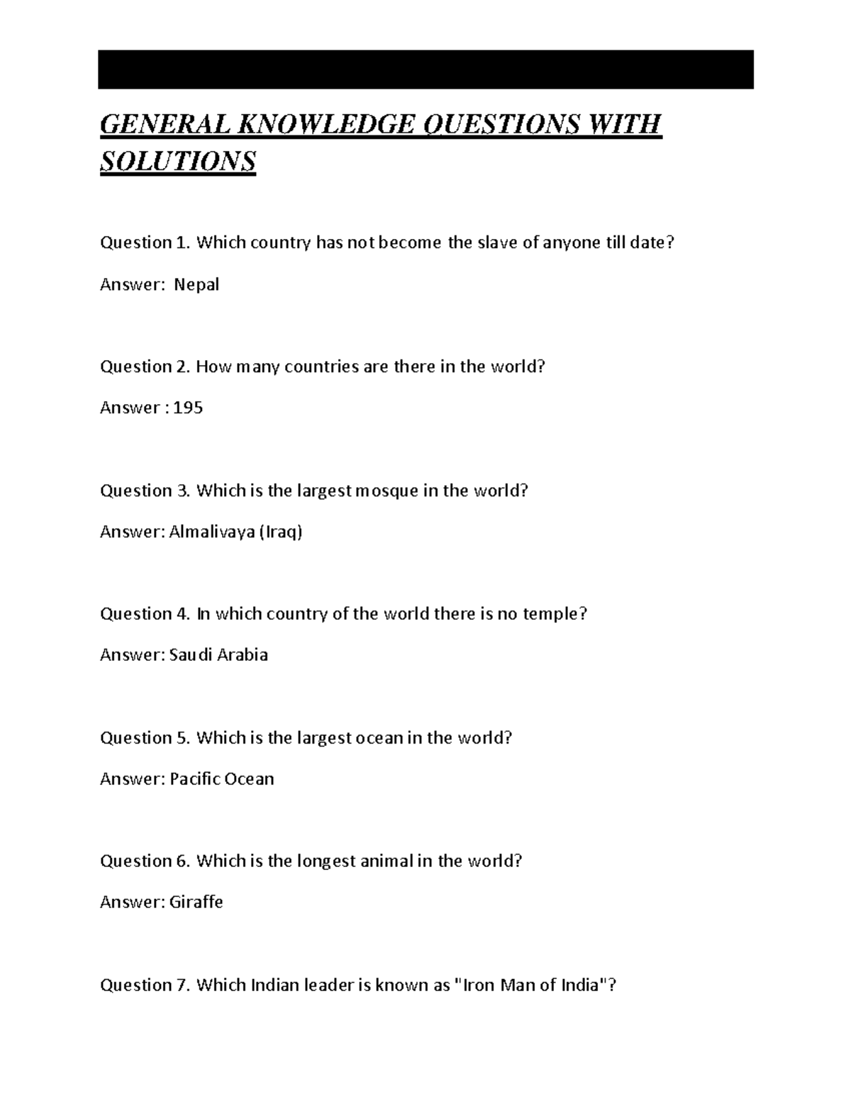 GK Questions WITH Solutions GENERAL KNOWLEDGE QUESTIONS WITH gk-questions-with-solutions-general-knowledge-questions-with