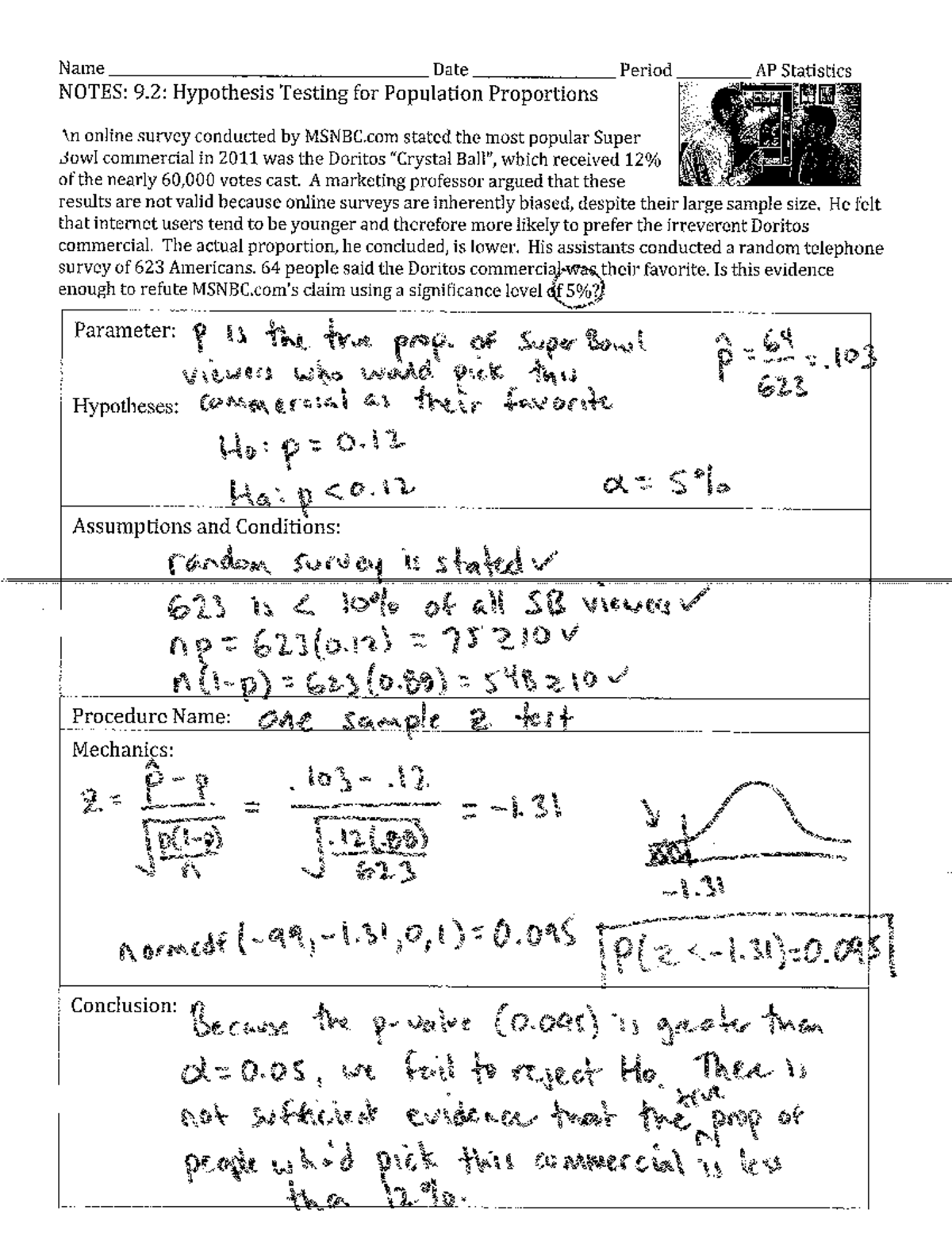 Completed Notes - Copy 5 - Name Date Period _ AP Statistics NOTES: 9 ...