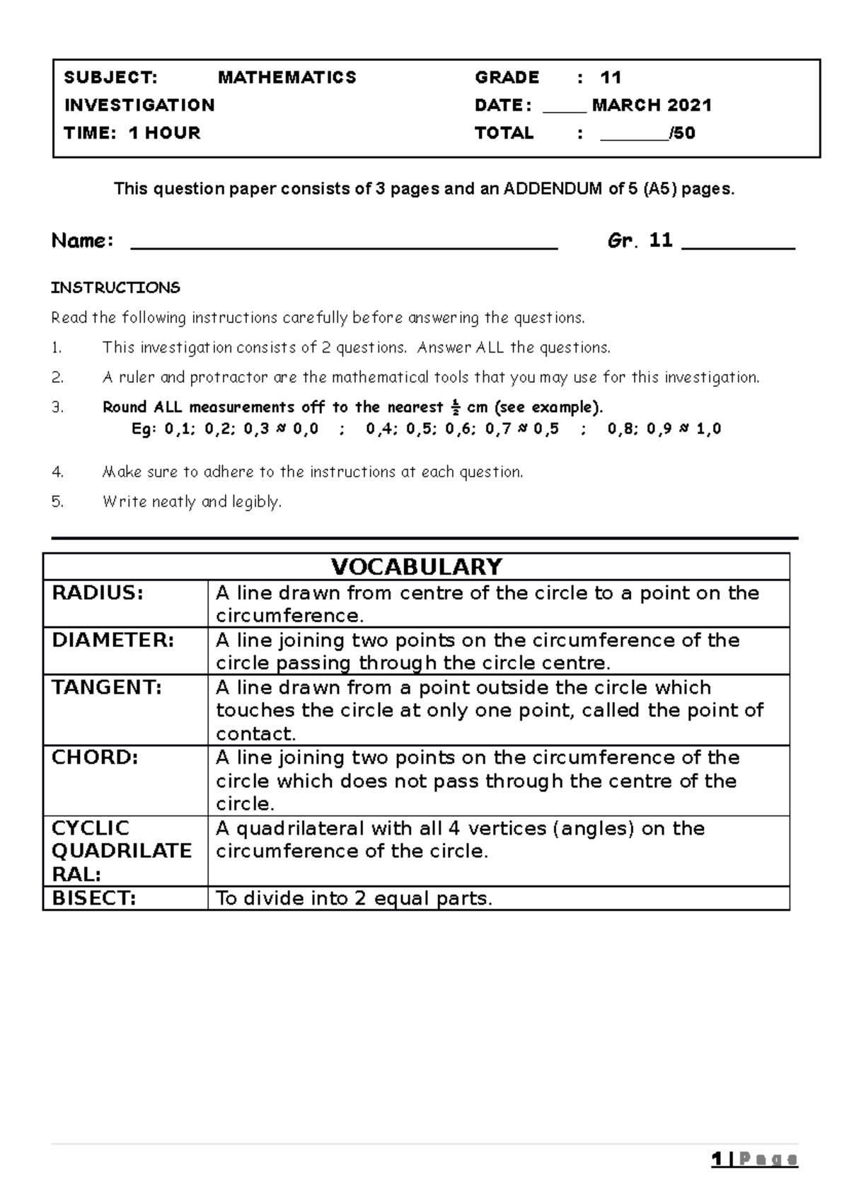 Gr 11 investigation 2021 - This question paper consists of 3 pages and ...