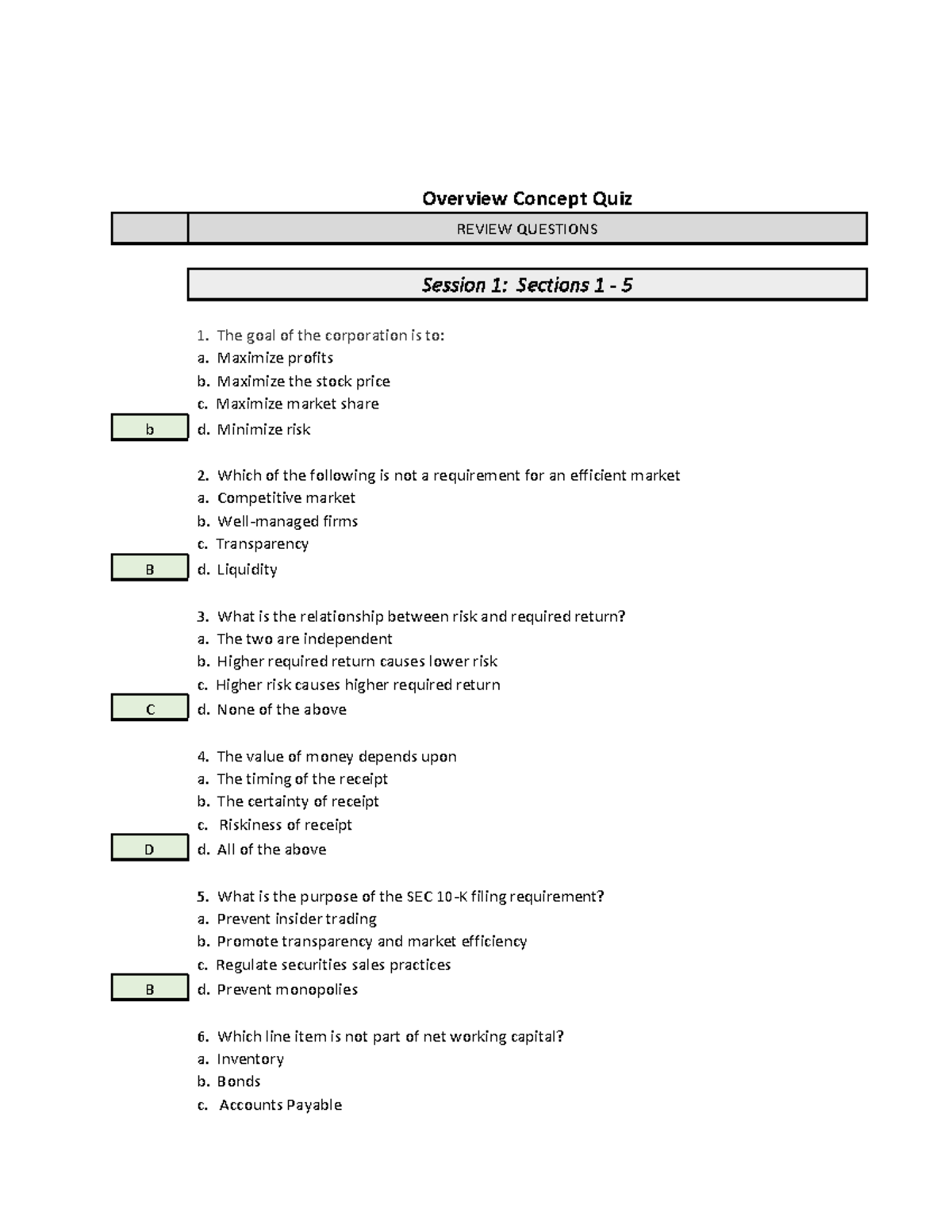 Overview Concept Quiz Answers - Overview Concept Quiz REVIEW QUESTIONS ...