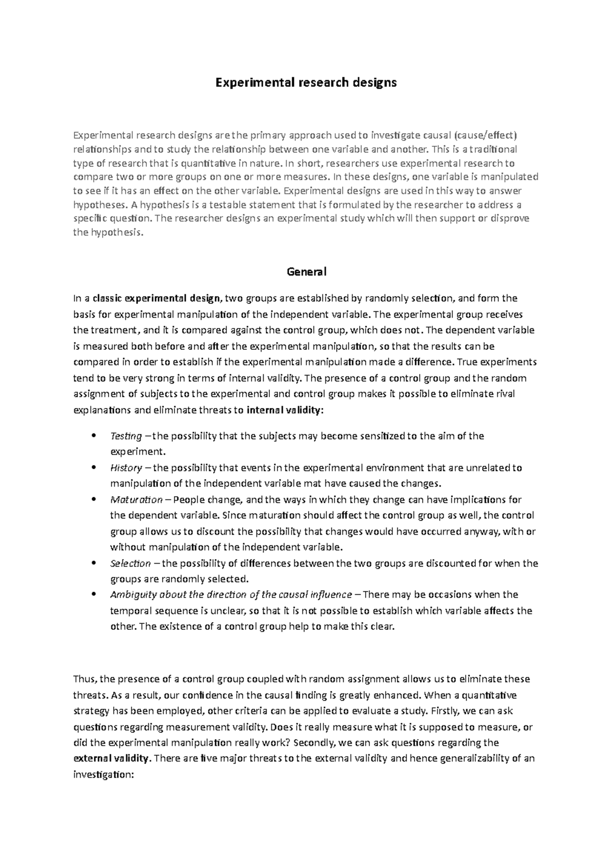 5 Experimental Research Designs - Experimental research designs ...