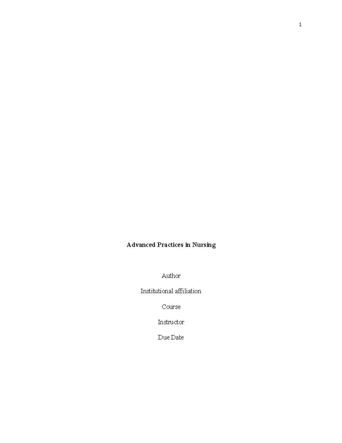 Nursing doc.edited 1 - assignment submitted - Advanced Practices in ...