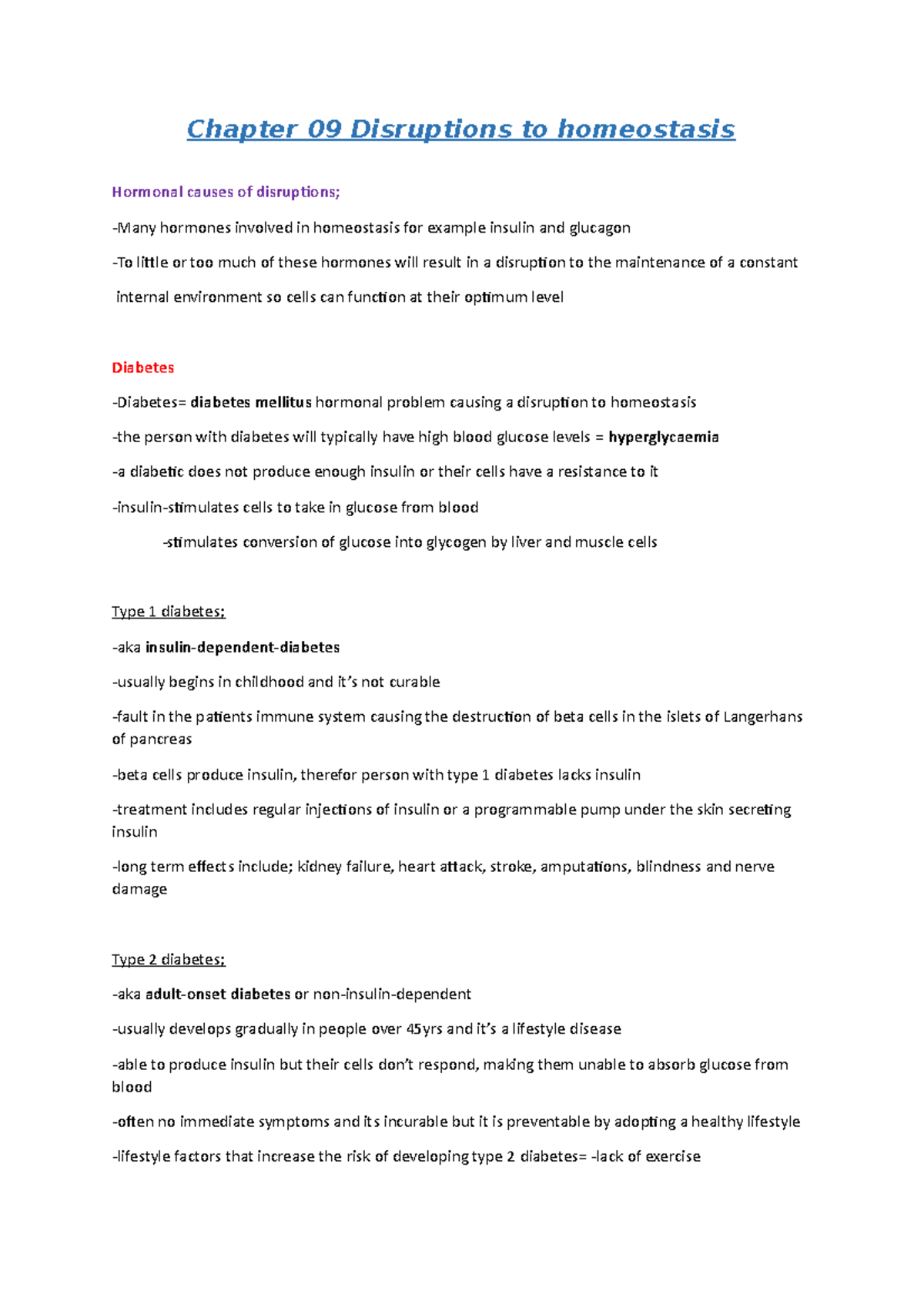 CH 09 - Disruptions to Homeostasis - Chapter 09 Disruptions to ...