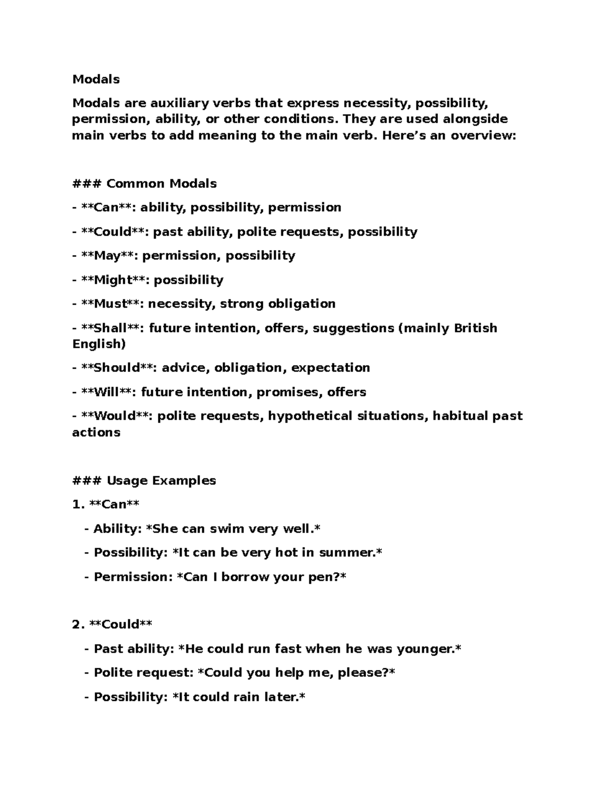 Modals - Modals Modals are auxiliary verbs that express necessity ...