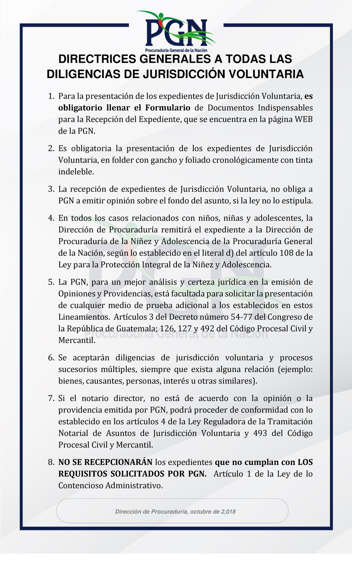 Directrices Generales PARA LAS Diligencias DE Jurisdicción Voluntaria ...