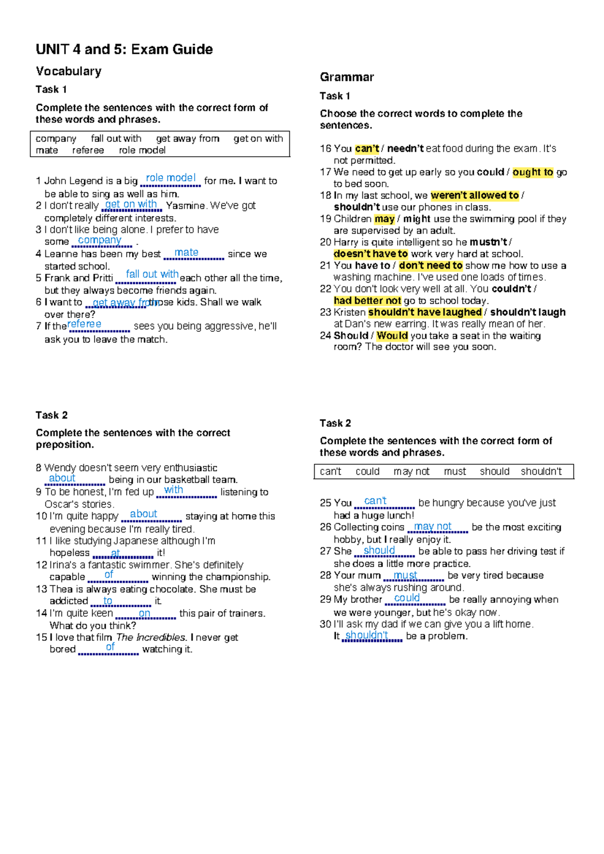 4th Partial Exam Guide - UNIT 4 and 5 : Exam Guide Vocabulary Task 1 ...