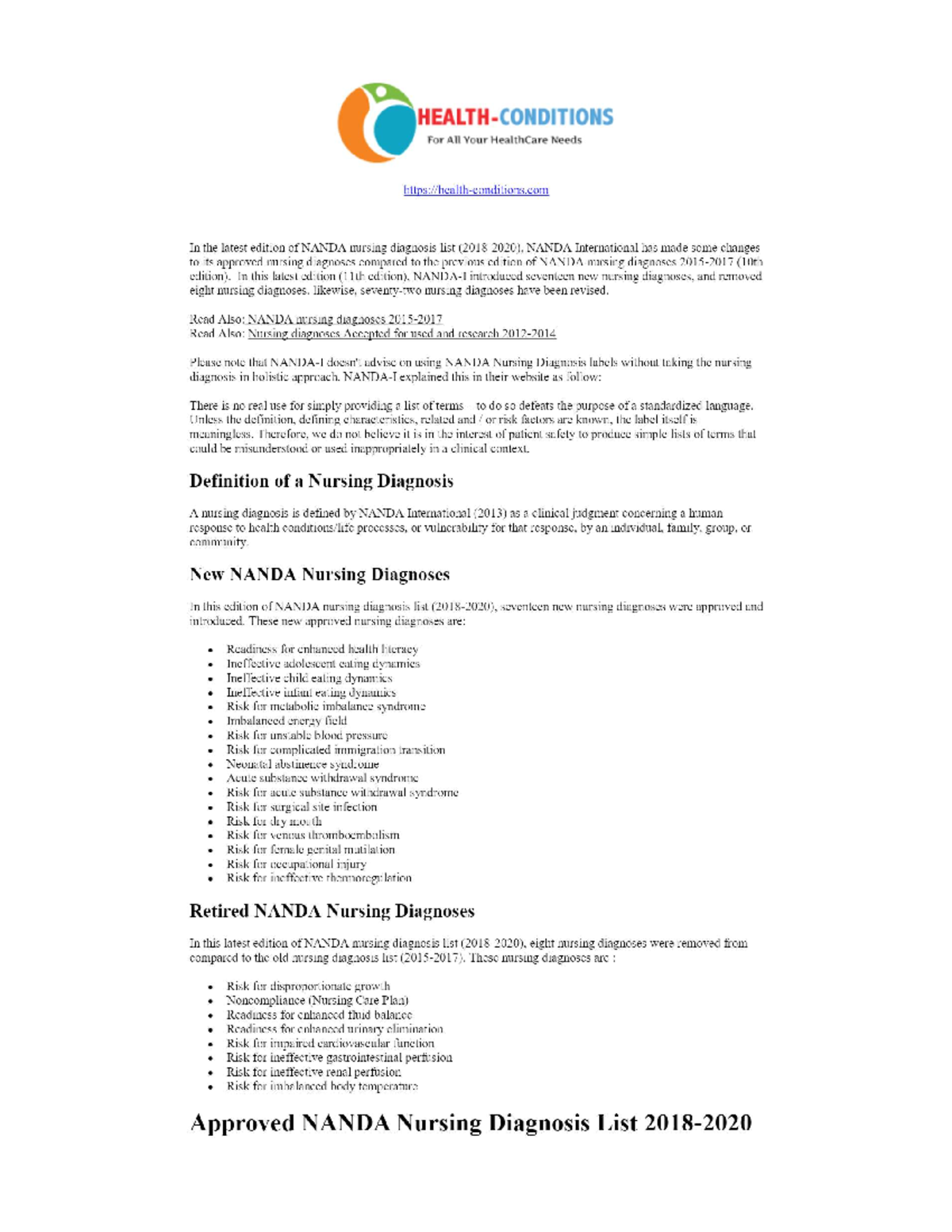 Nanda Diagnosis List - LPN 220 - Studocu