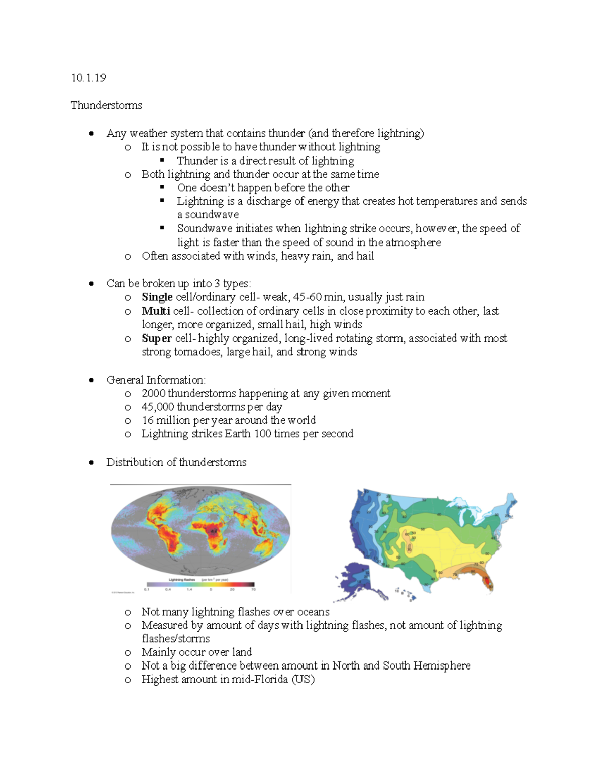 ATM 103 EXAM 2 NOTES - 10. Thunderstorms Any weather system that ...
