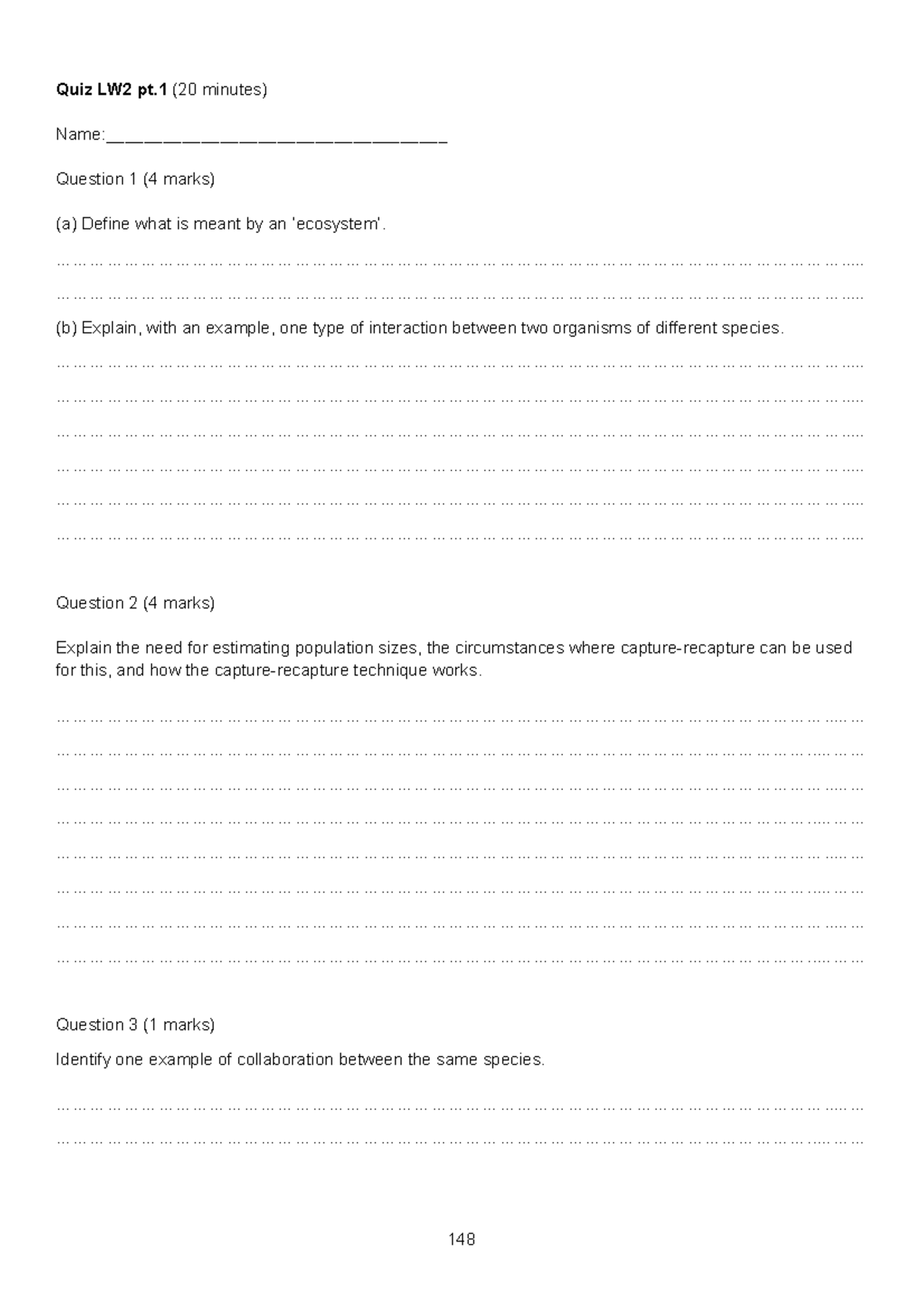 Year 9 Science - Quiz 12 - practice material - Quiz LW2 pt (20 minutes ...