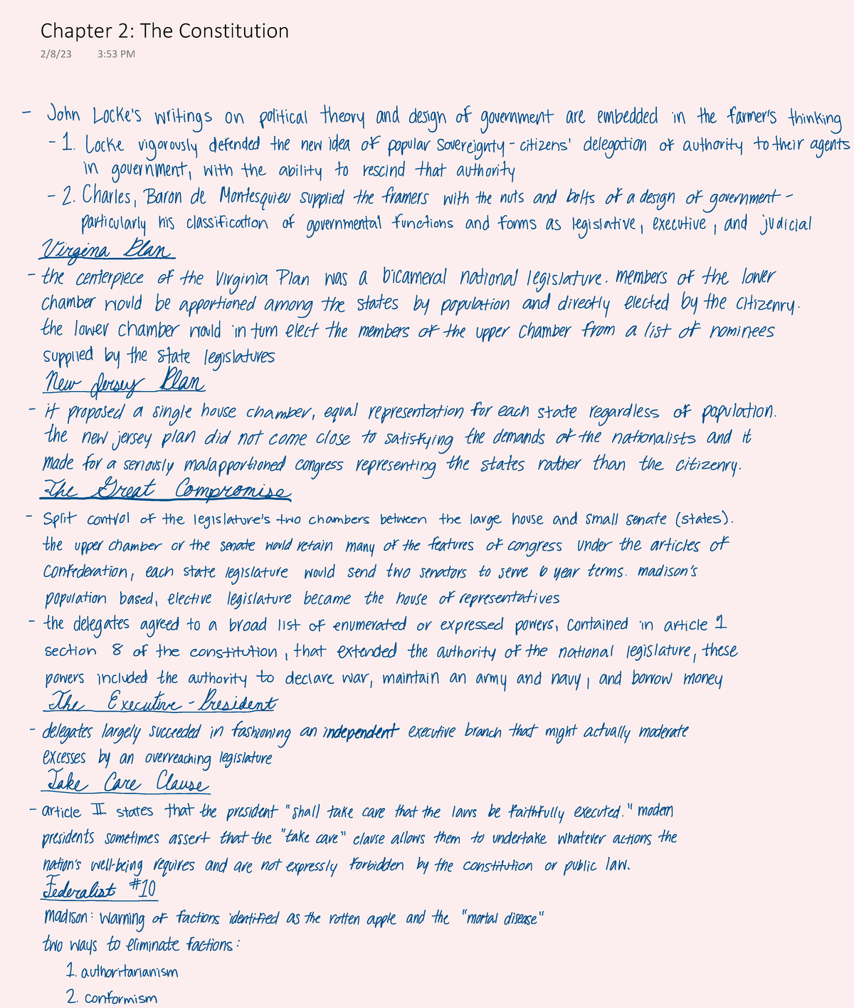 Chapter 2 The Constitution - POLS 010 - Chapter 2: The Constitution 2/8/23 3:53 PM - Studocu