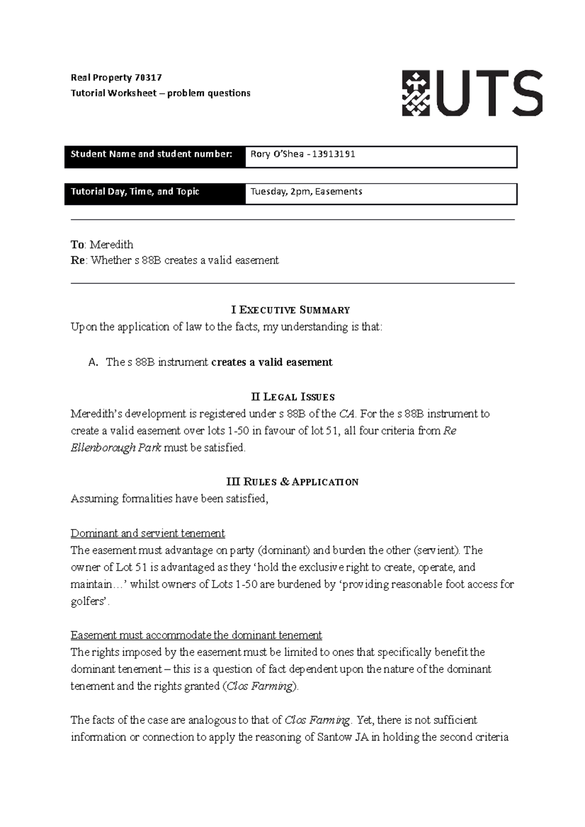A1.6 Pre-Preparation Worksheet- 6/6 - Real Property 70317 Tutorial ...