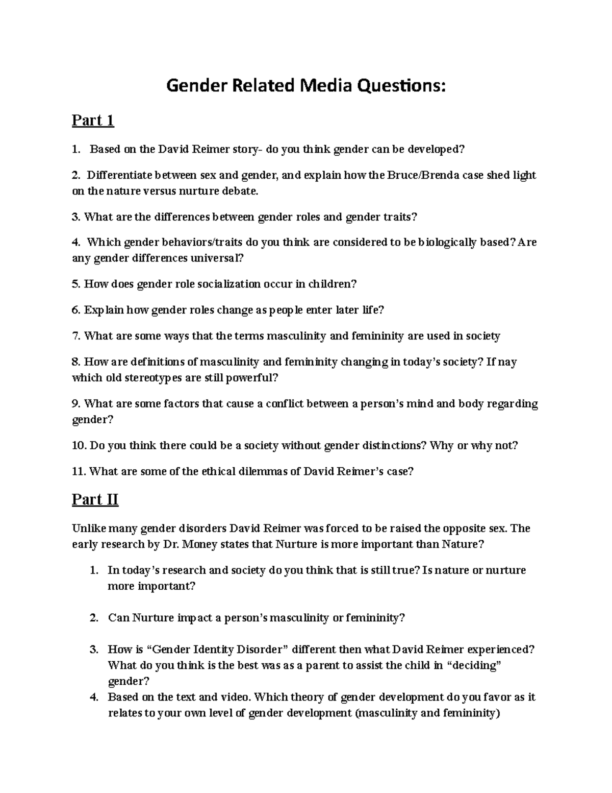 Gender Related Chapter and Media Questions - Gender Related Media ...