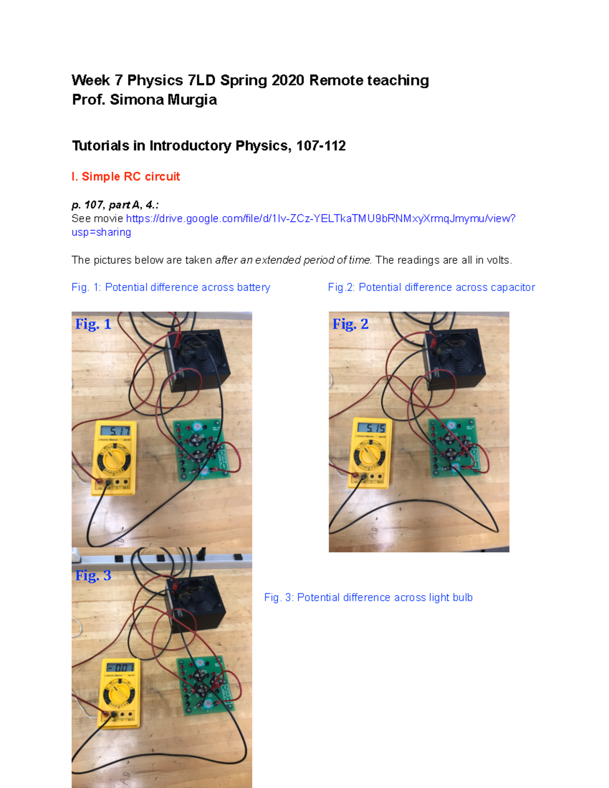 P7ld expmnt week7 - Simple RC Circuit - Week 7 Physics 7LD Spring 2020 ...