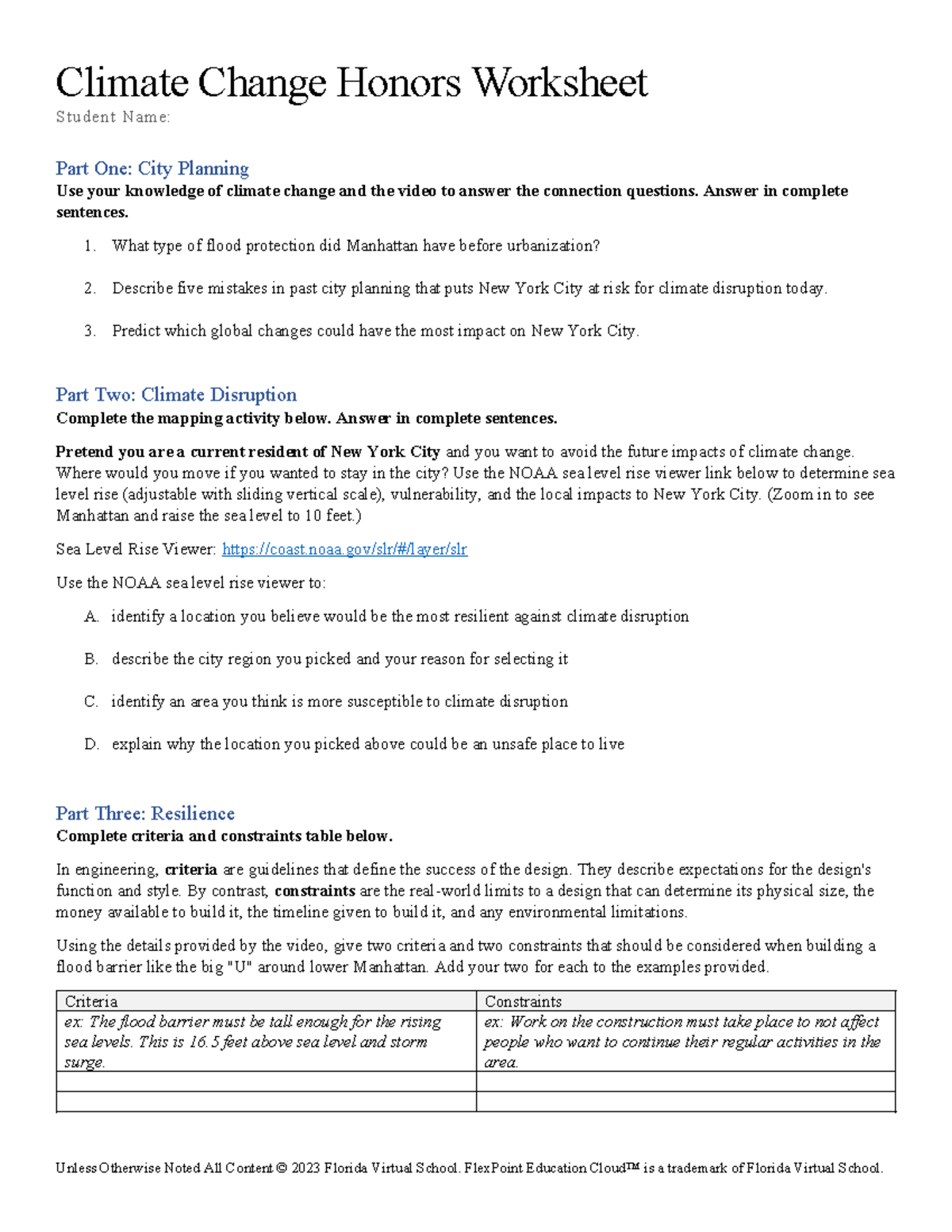 04 07 worksheet - bio - Climate Change Honors Worksheet Student Name ...