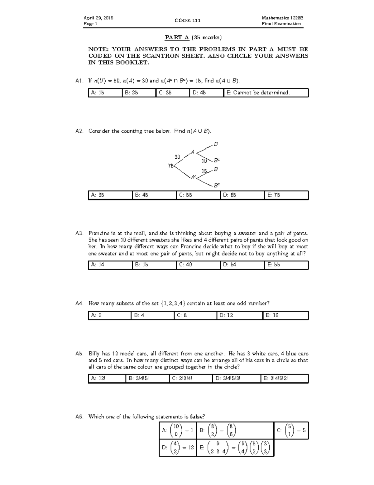 Final Exam 20 December 2015, questions and answers - April 29, 2015 ...