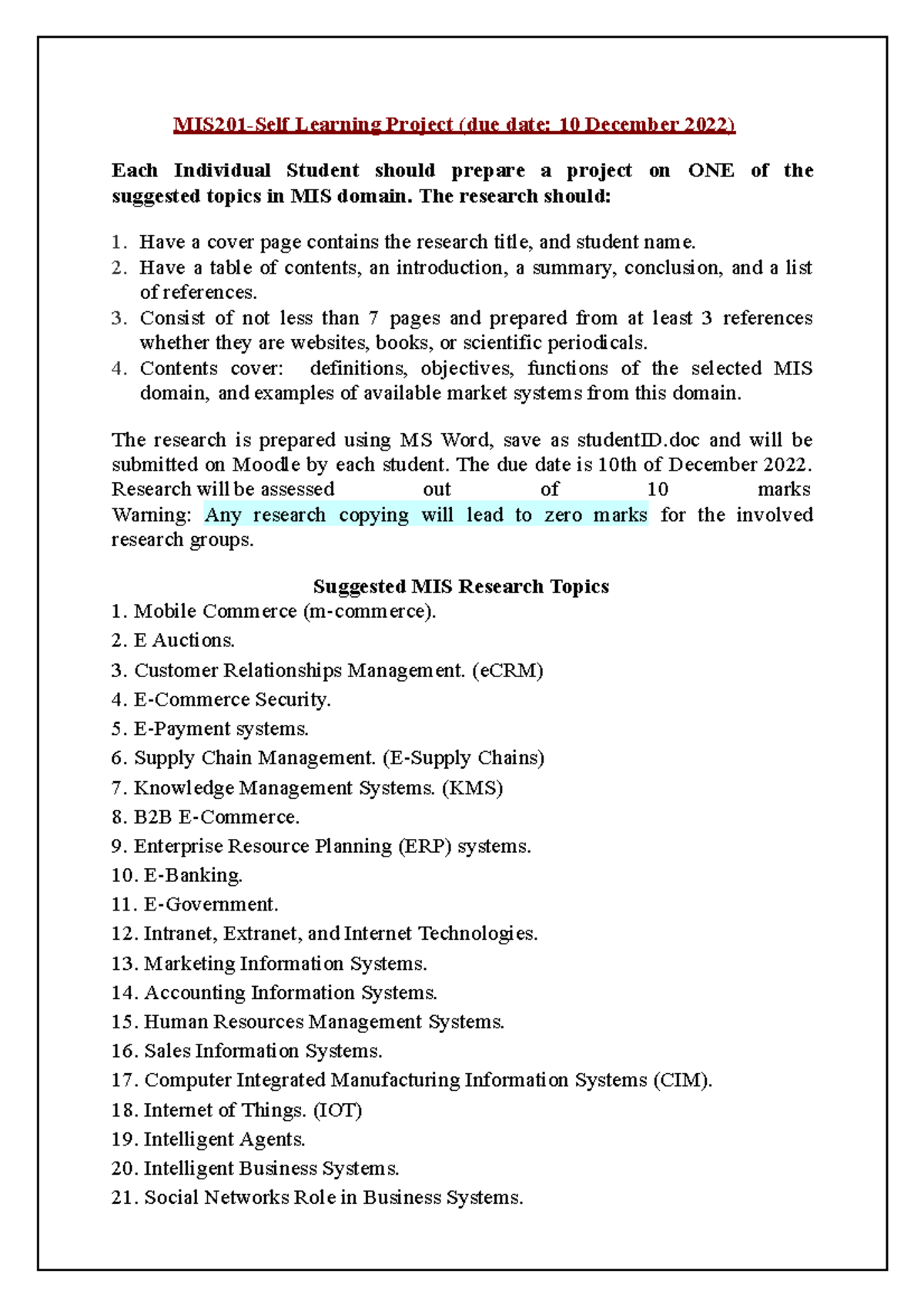MIS-Project - hjkl - MIS201-Self Learning Project (due date: 10 ...