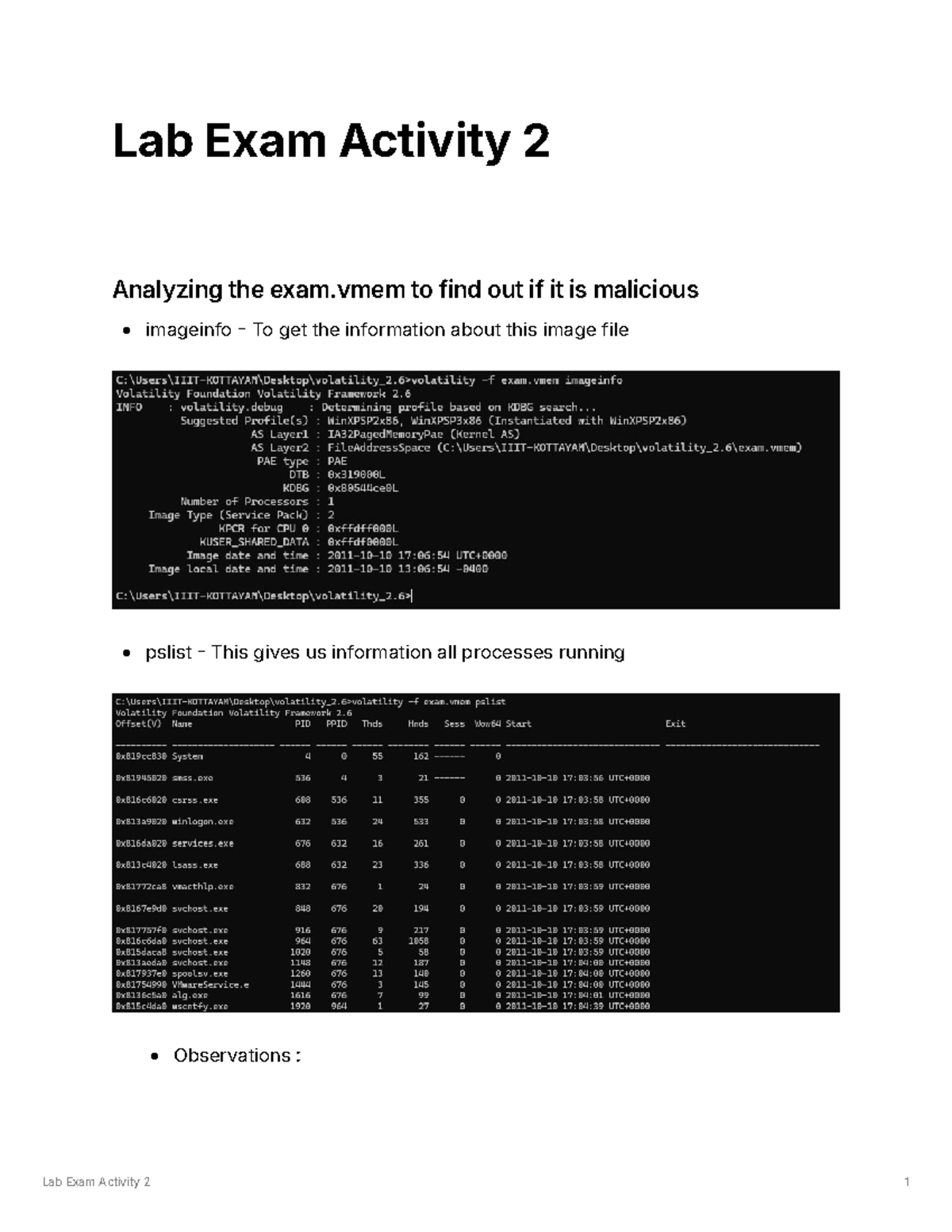 Lab Exam Activity 2 - And there are 4 other processes whose parent id ...