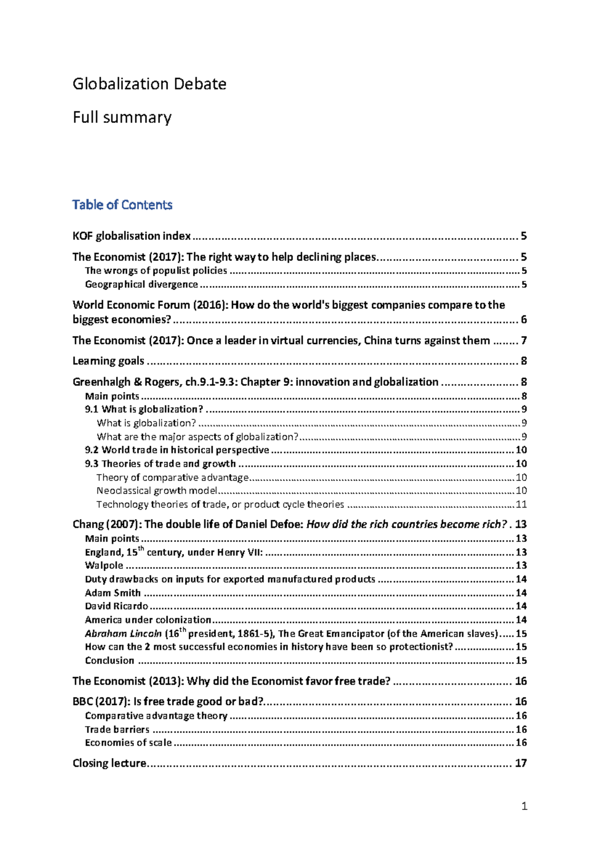 Globalisation Debate - - Studeersnel