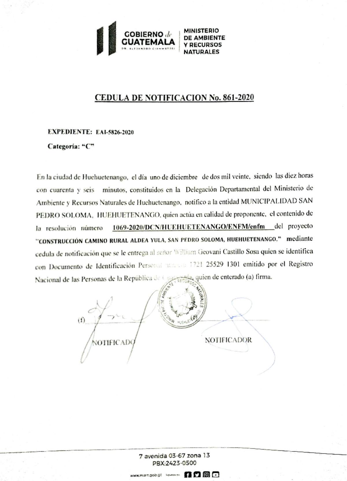 Ejemplo de cedula de notificación - ####### GOBIERNO d GUATEMALA DE ...