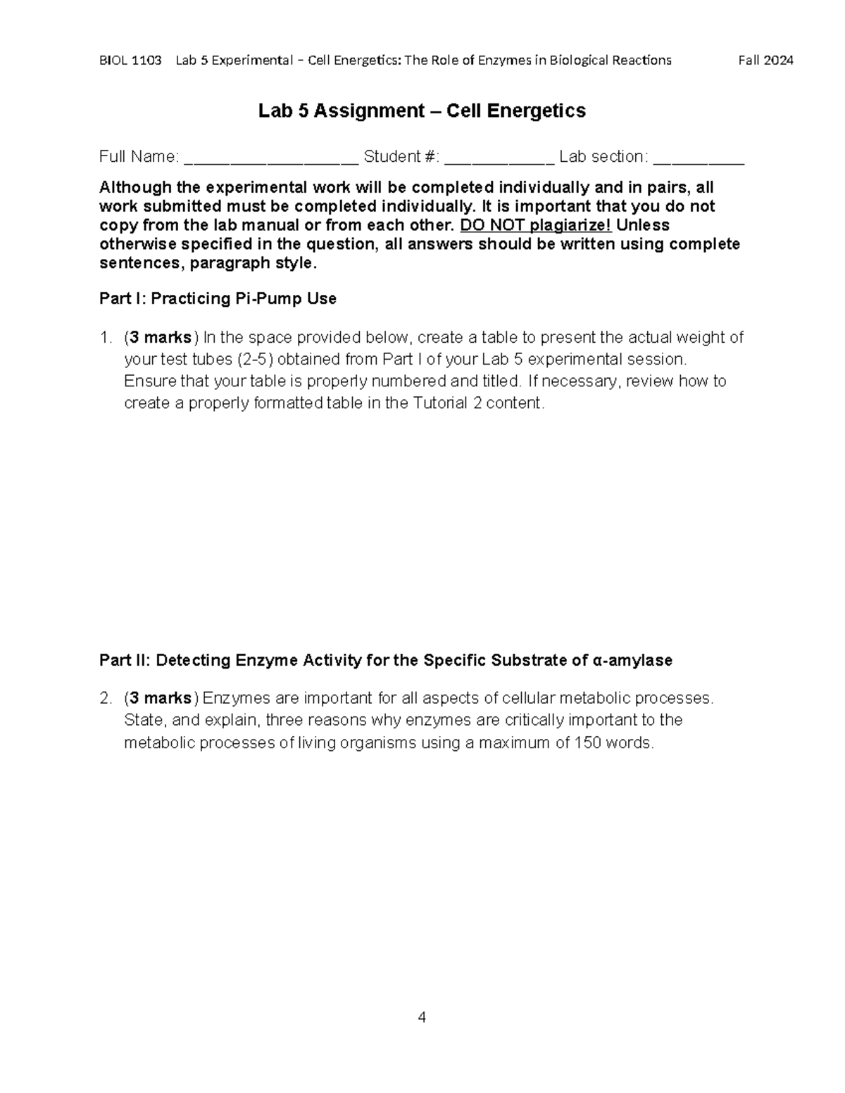 Lab 5 Assignment Template - Lab 5 Assignment – Cell Energetics Full ...