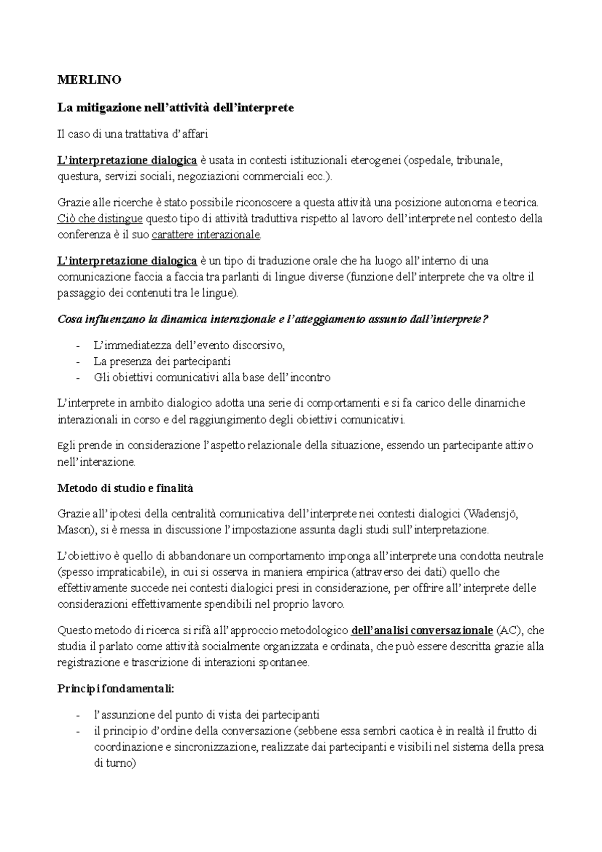 appunti presi a lezione + slide: Merlino - Lingua inglese - Università ...