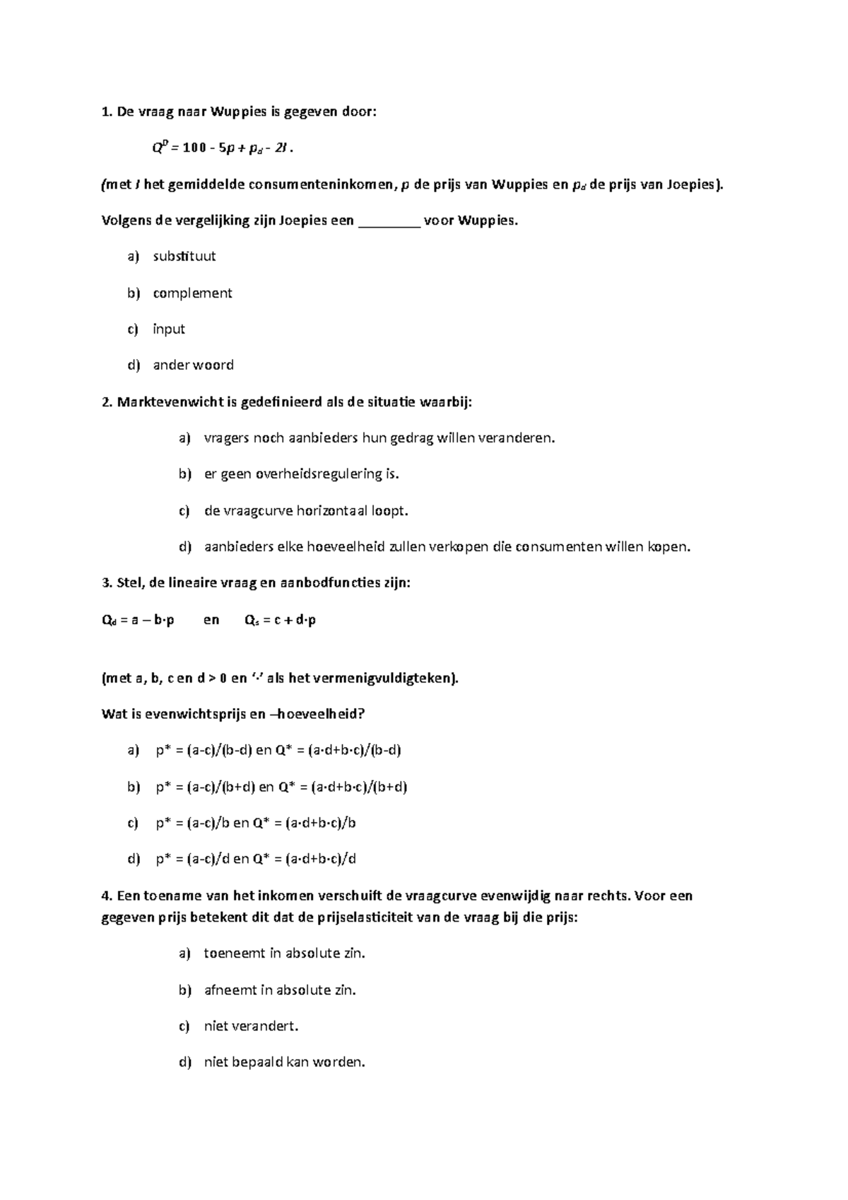 Verplichte opgaven - voorbeelden van multiple choice vragen - De vraag ...