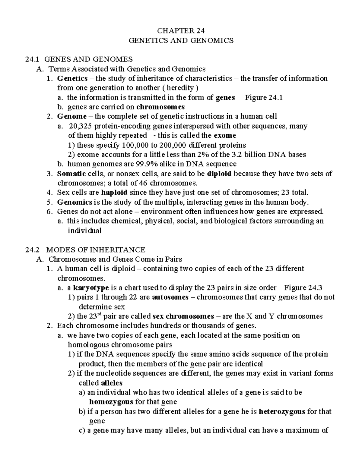 Chapter 24-227 - notes - CHAPTER 24 GENETICS AND GENOMICS 24 GENES AND ...