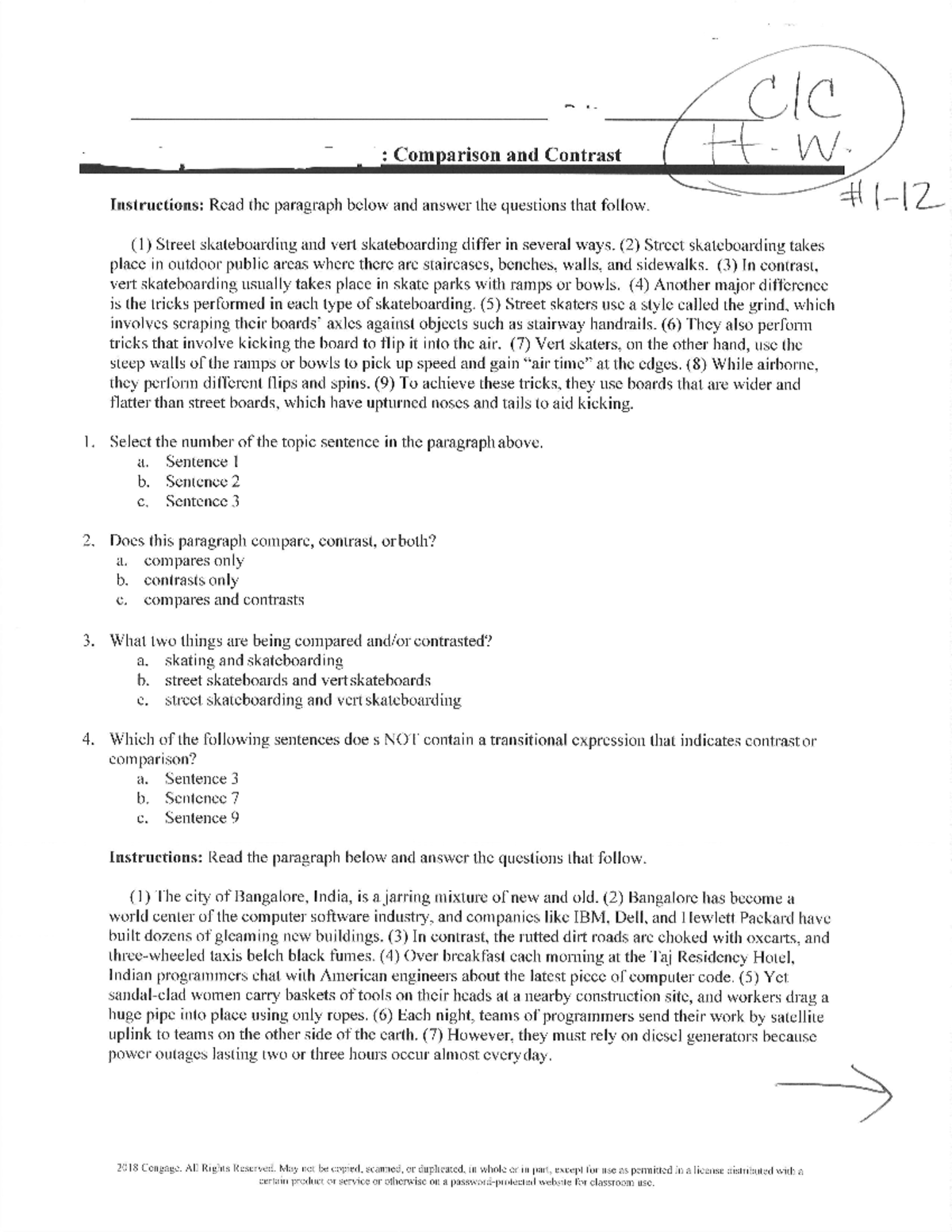 Comparison and contrast writing basics HW - ENG 1010-A02 - Studocu